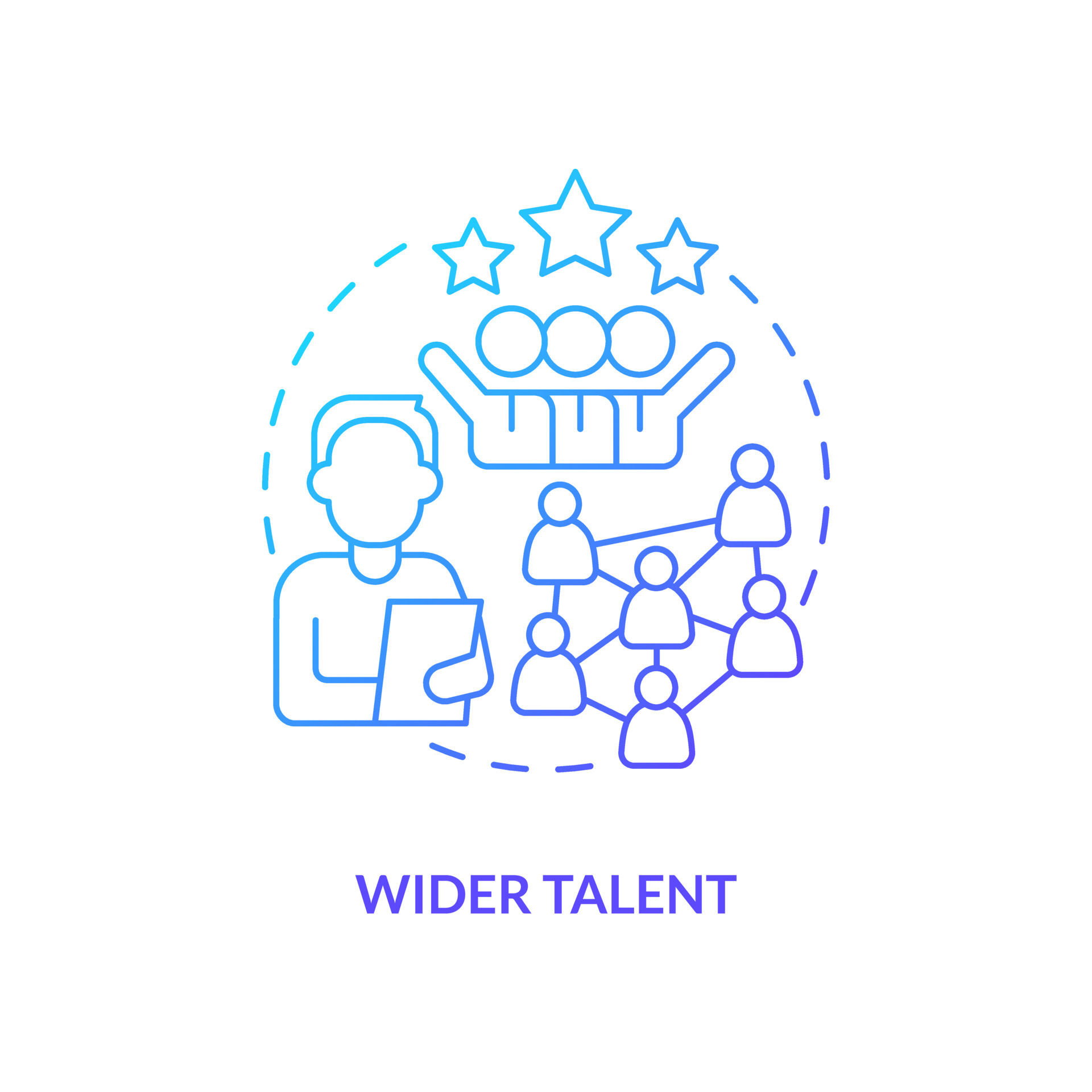 Wider talent blue gradient concept icon. Access to talent pool. IT ... Wider talent blue gradient concept icon. Access to talent pool. IT ...