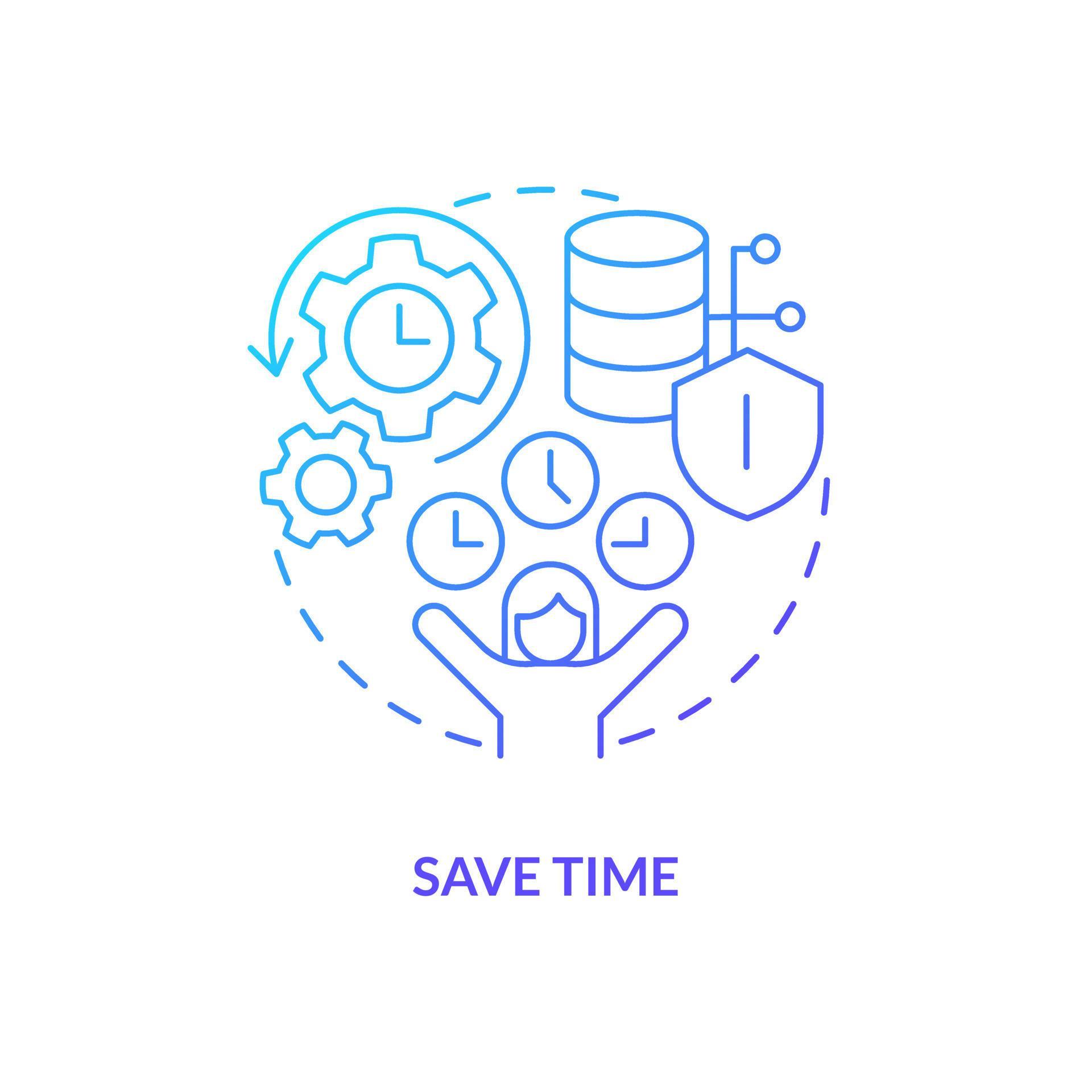 Save time blue gradient concept icon. Focus on important process. IT ...