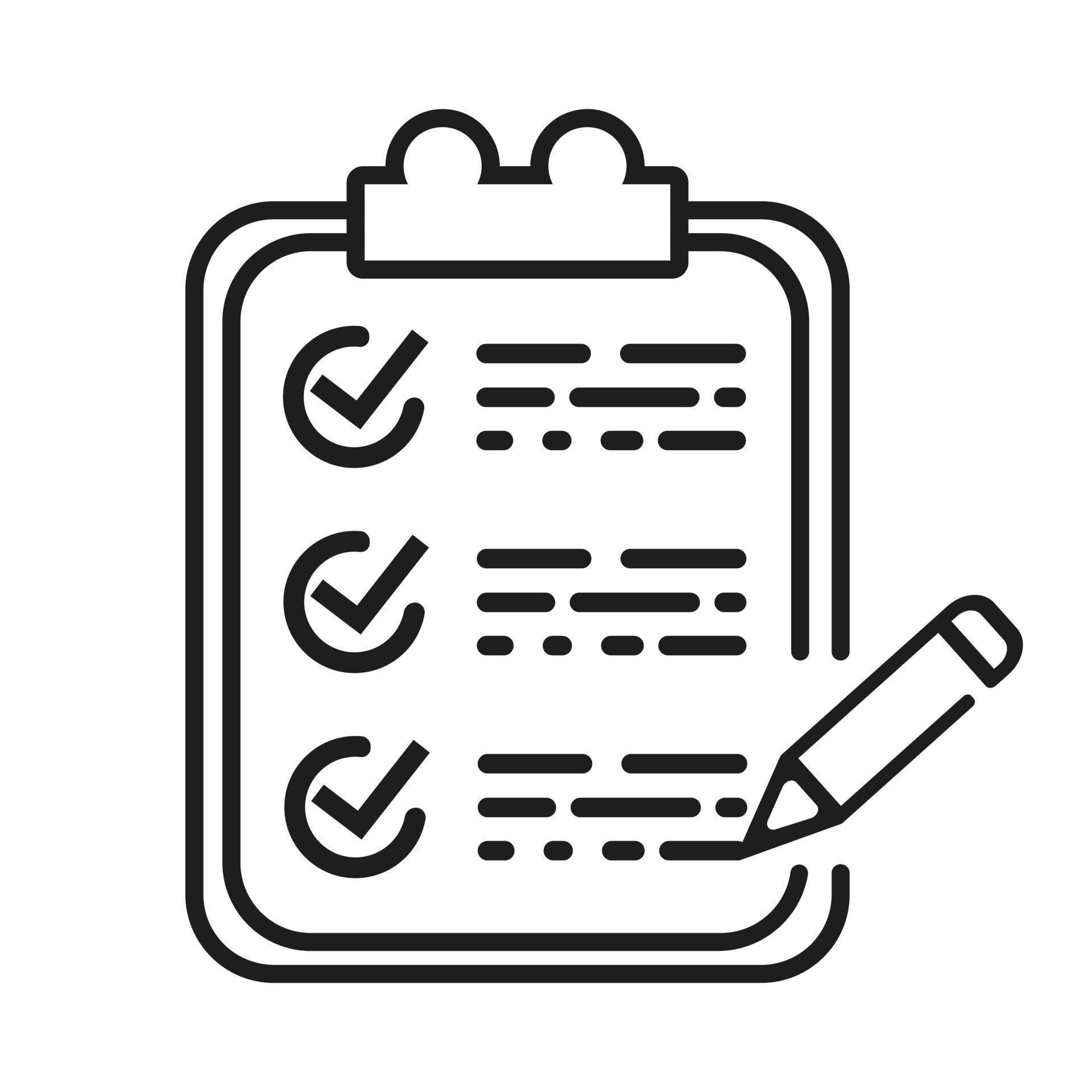 Checklist paper with pen. Clipboard checklist Checkbox form with pencil ...