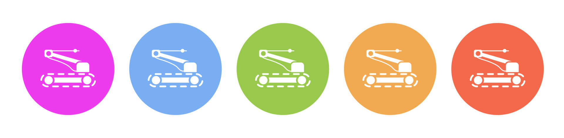 Multi Colored Icon Robot Technology Industry Factory Button Banner Round Badge Interface For