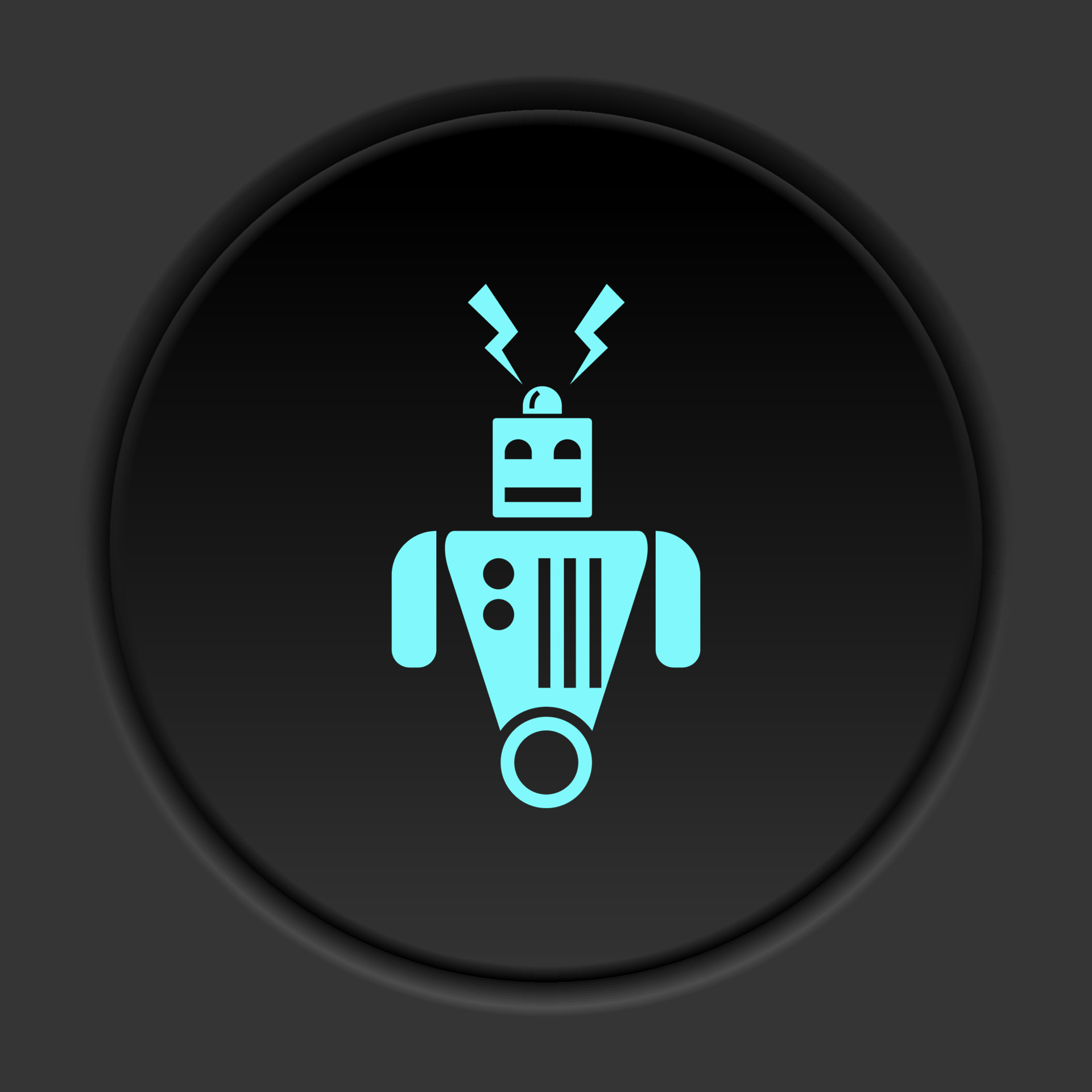Dark Button Icon Robot Technology Button Banner Round Badge Interface For Application