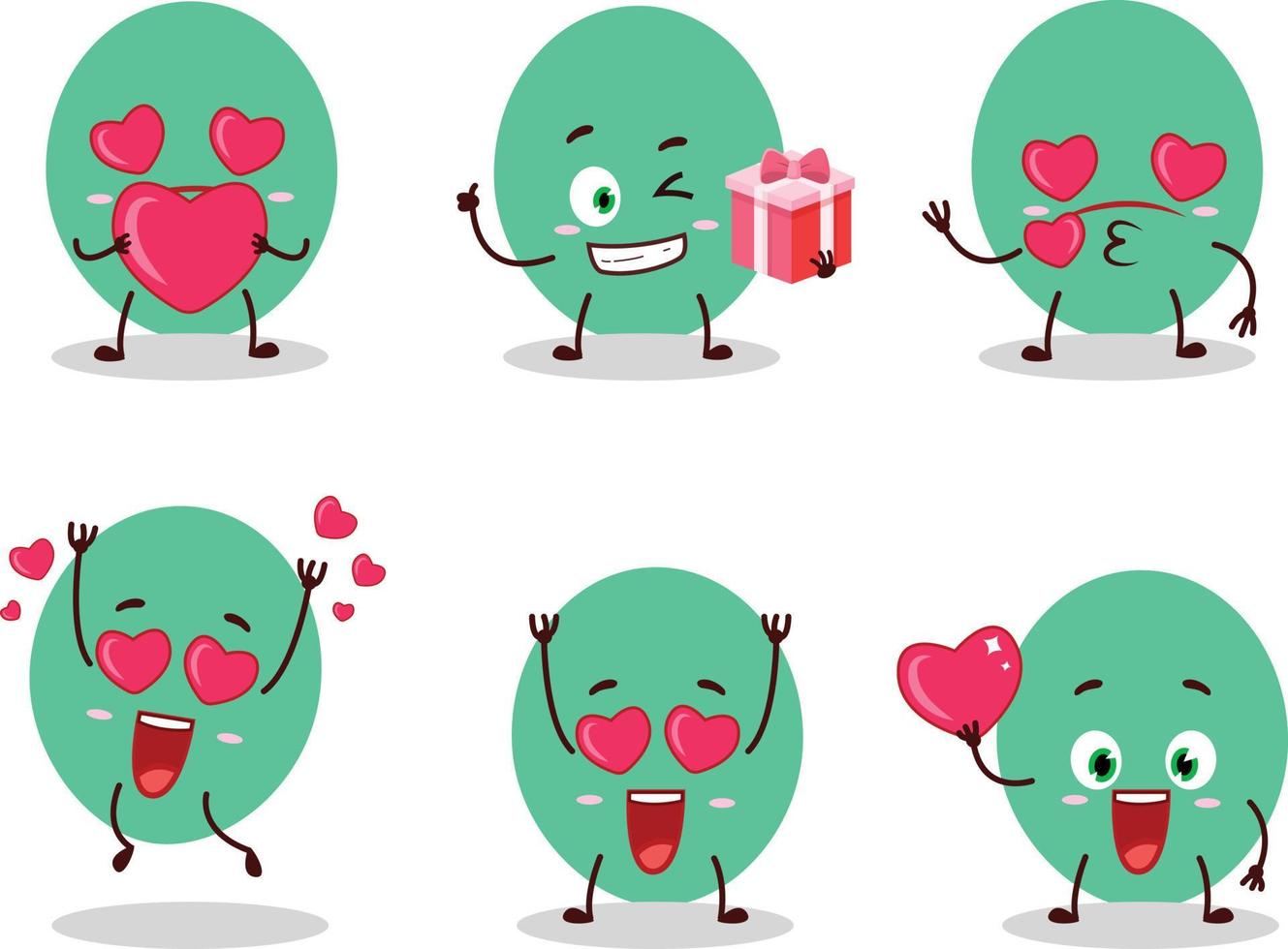 Green Balloon Cartoon Character With Love Cute Emoticon 21549421 Vector