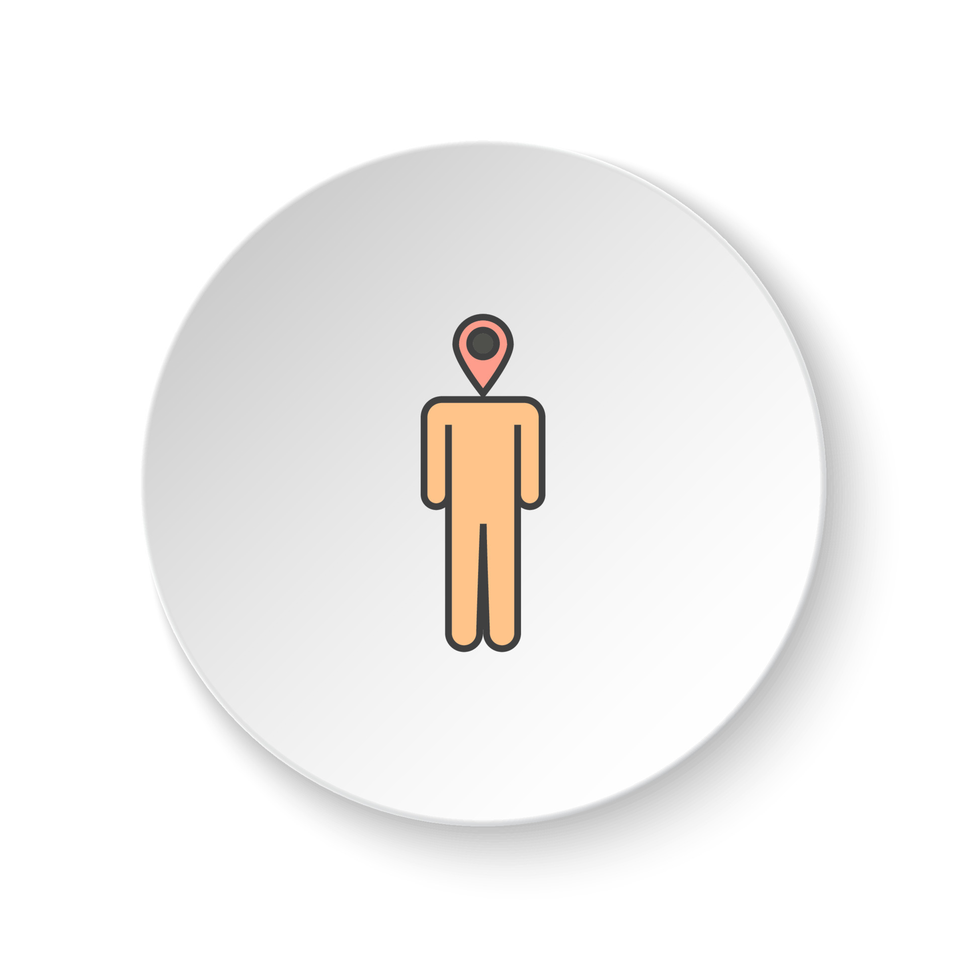 Round button for web icon, Man, location. Button banner round, badge interface for application ...