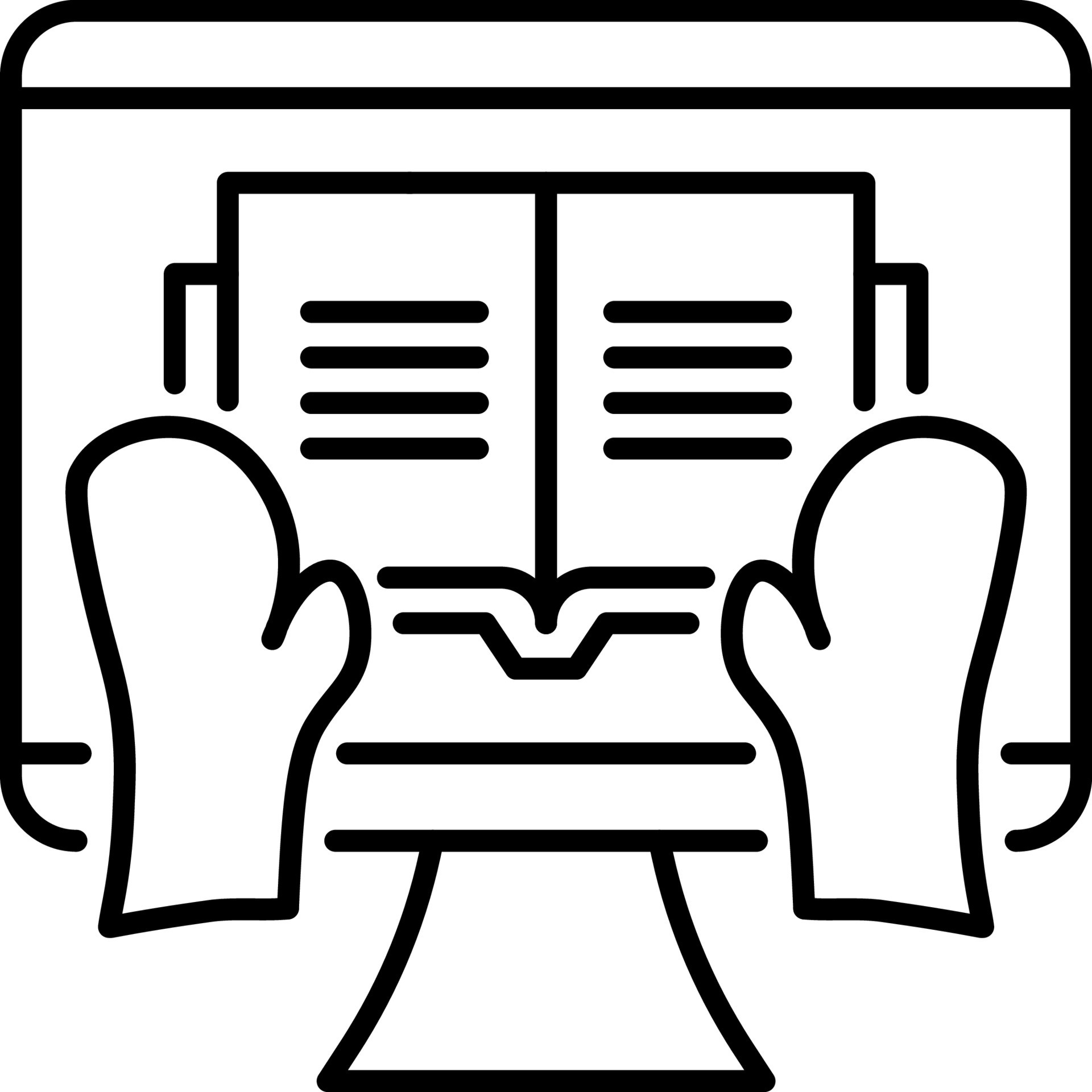 E-learning line icon. Online education outline logo for web site design ...