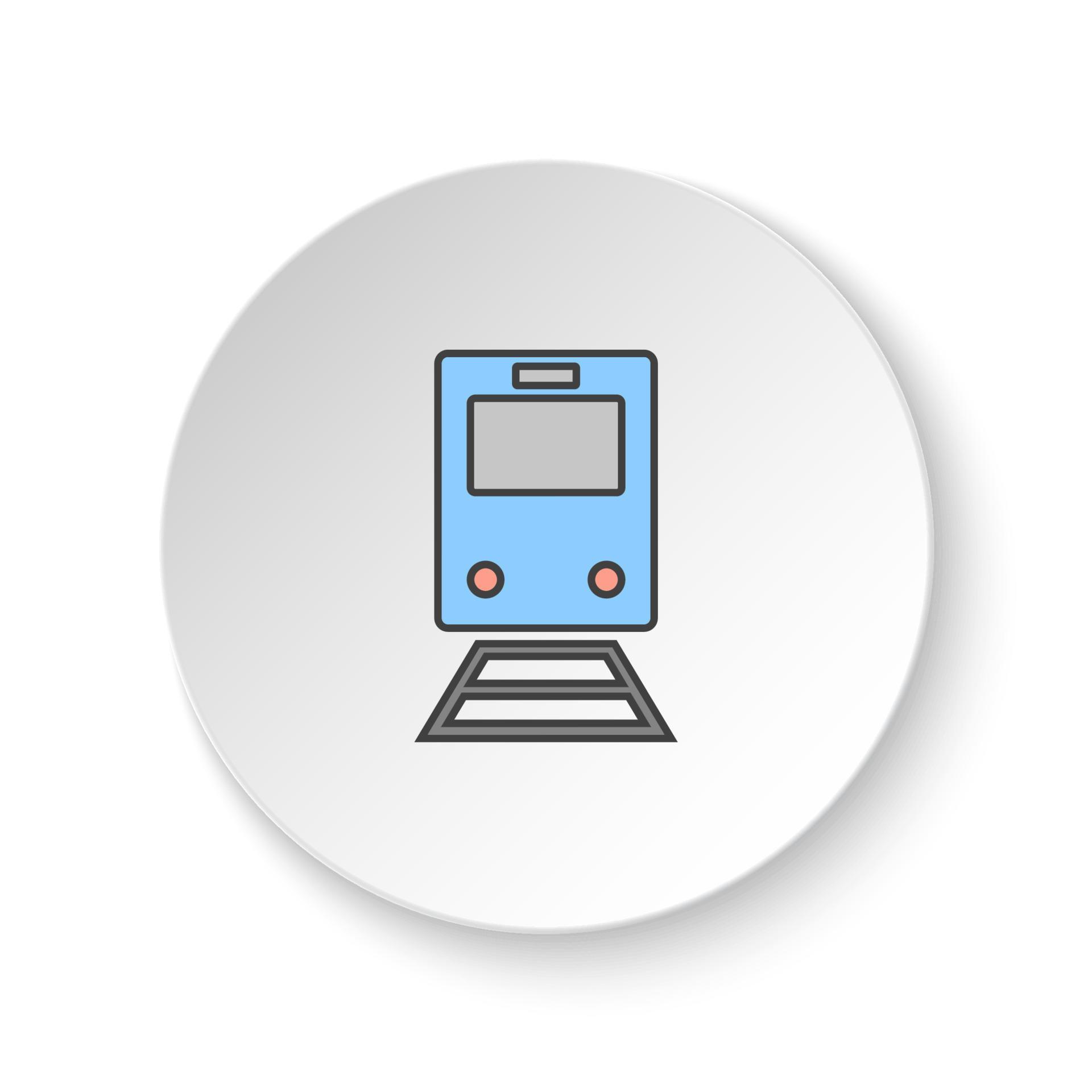 Round button for web icon, Train. Button banner round, badge interface for application ...