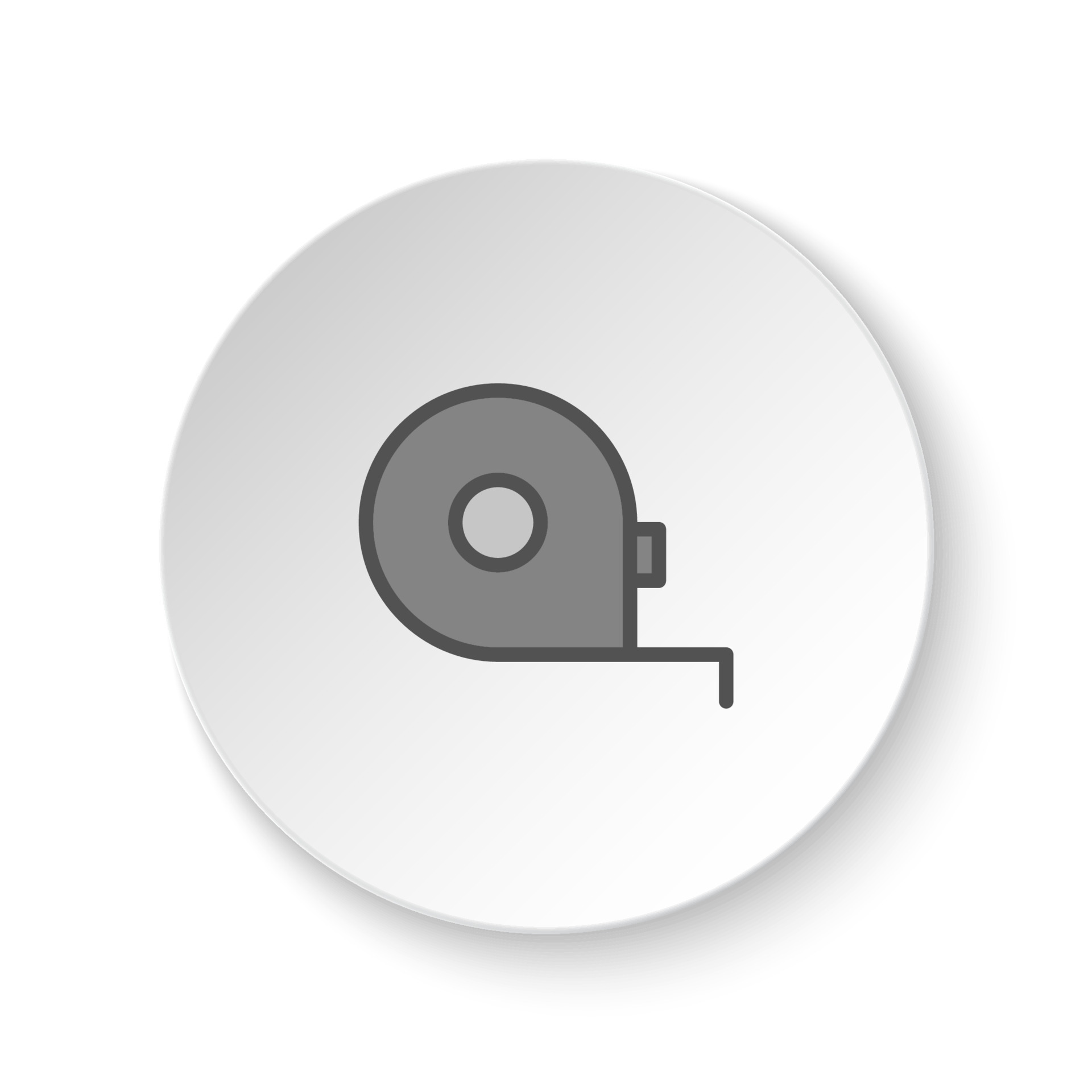 Round button for web icon, measuring, tape. Button banner round, badge interface for application ...