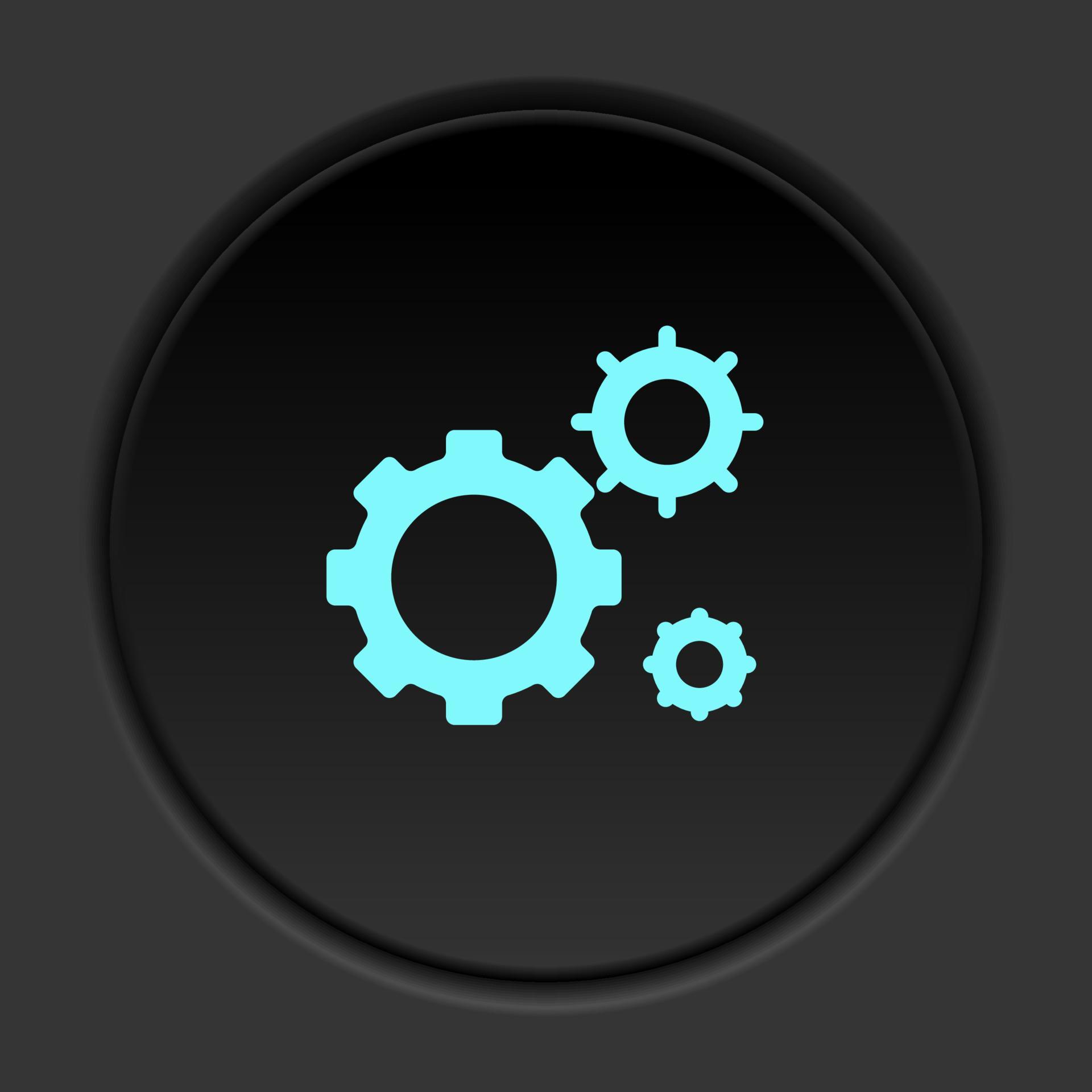 Dark button icon Mass production settings. Button banner round badge interface for application ...