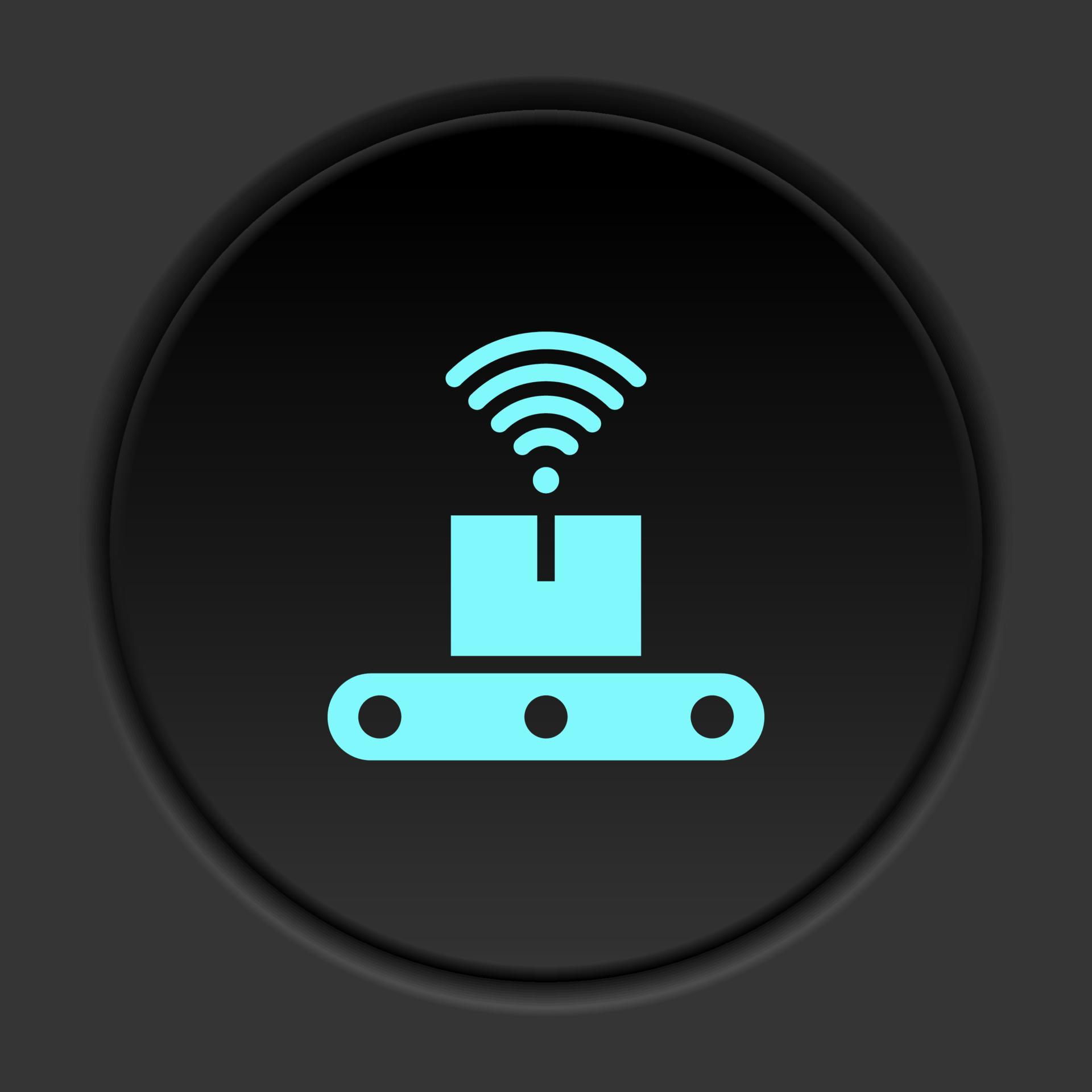 Dark Button Icon Mass Production Conveyor Man Button Banner Round Badge Interface For