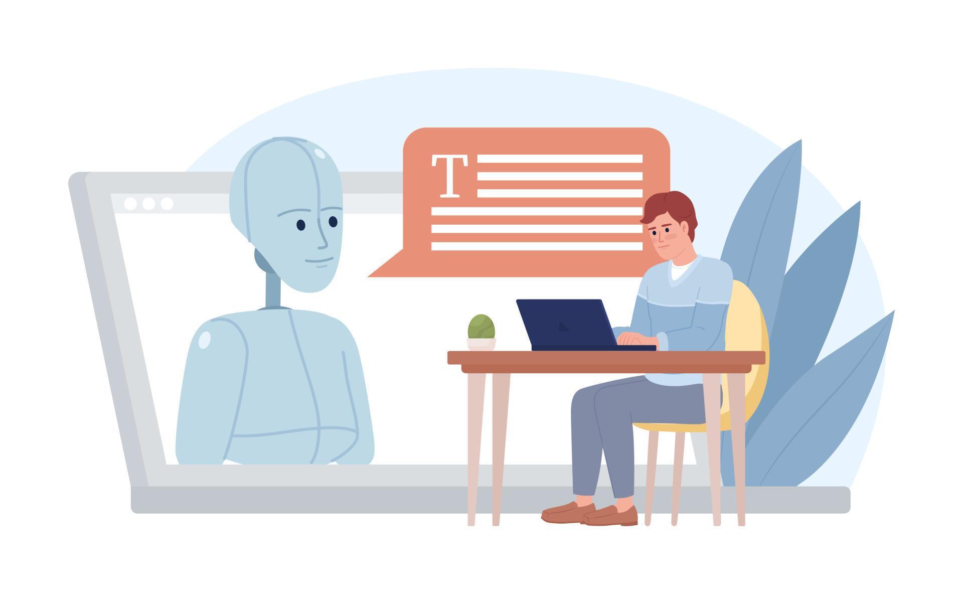 AI text generator flat concept vector spot illustration. Editable 2D ...