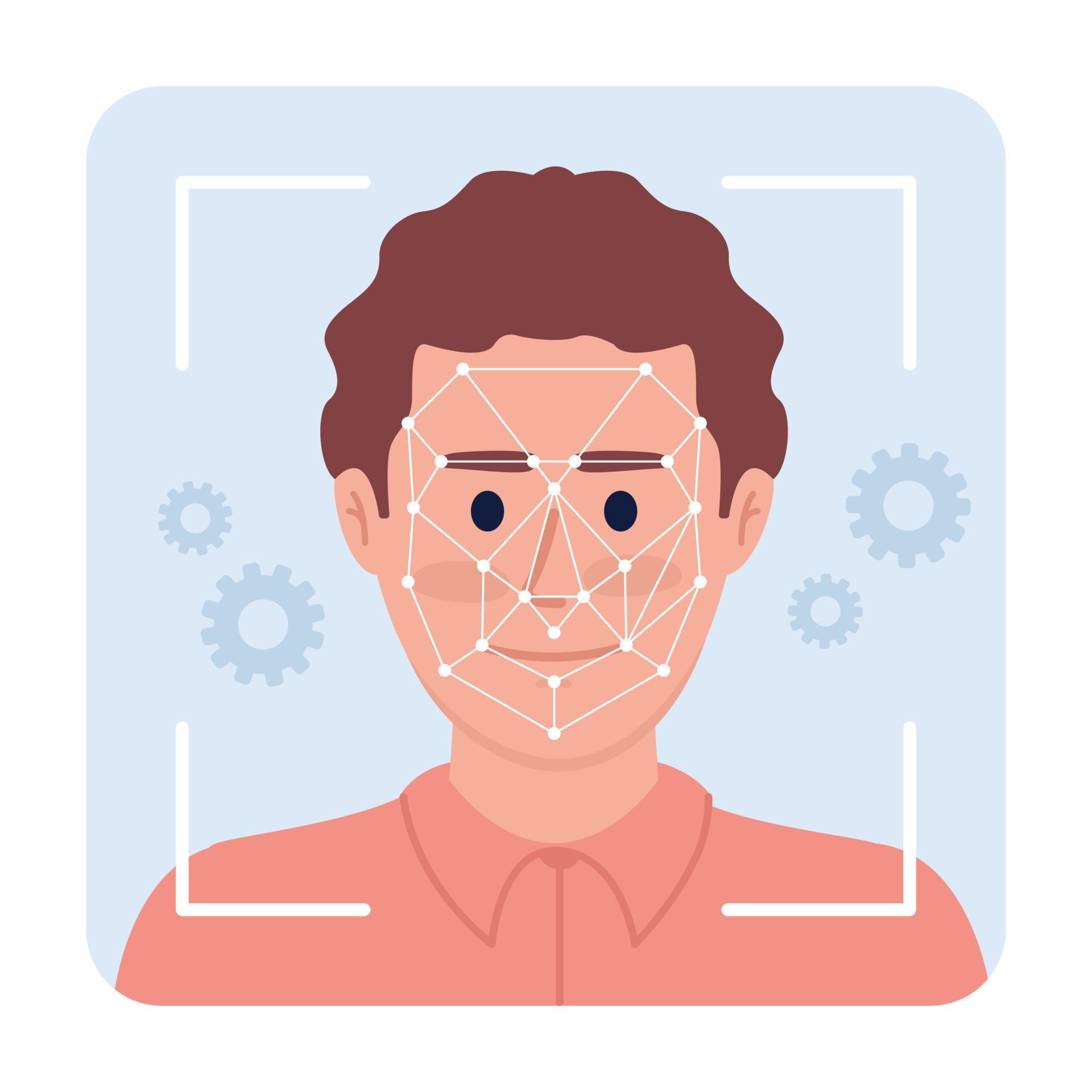Facial Recognition Technology Flat Concept Vector Spot Illustration Editable 2d Cartoon