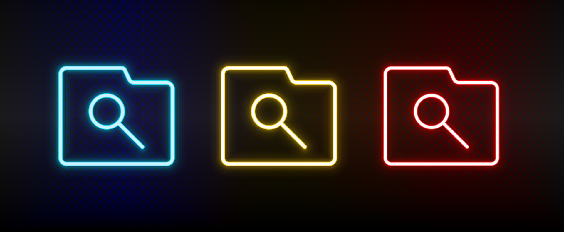 search, folder neon icon set. Set of red, blue, yellow neon vector icon ... search, folder neon icon set. Set of red, blue, yellow neon vector icon ...