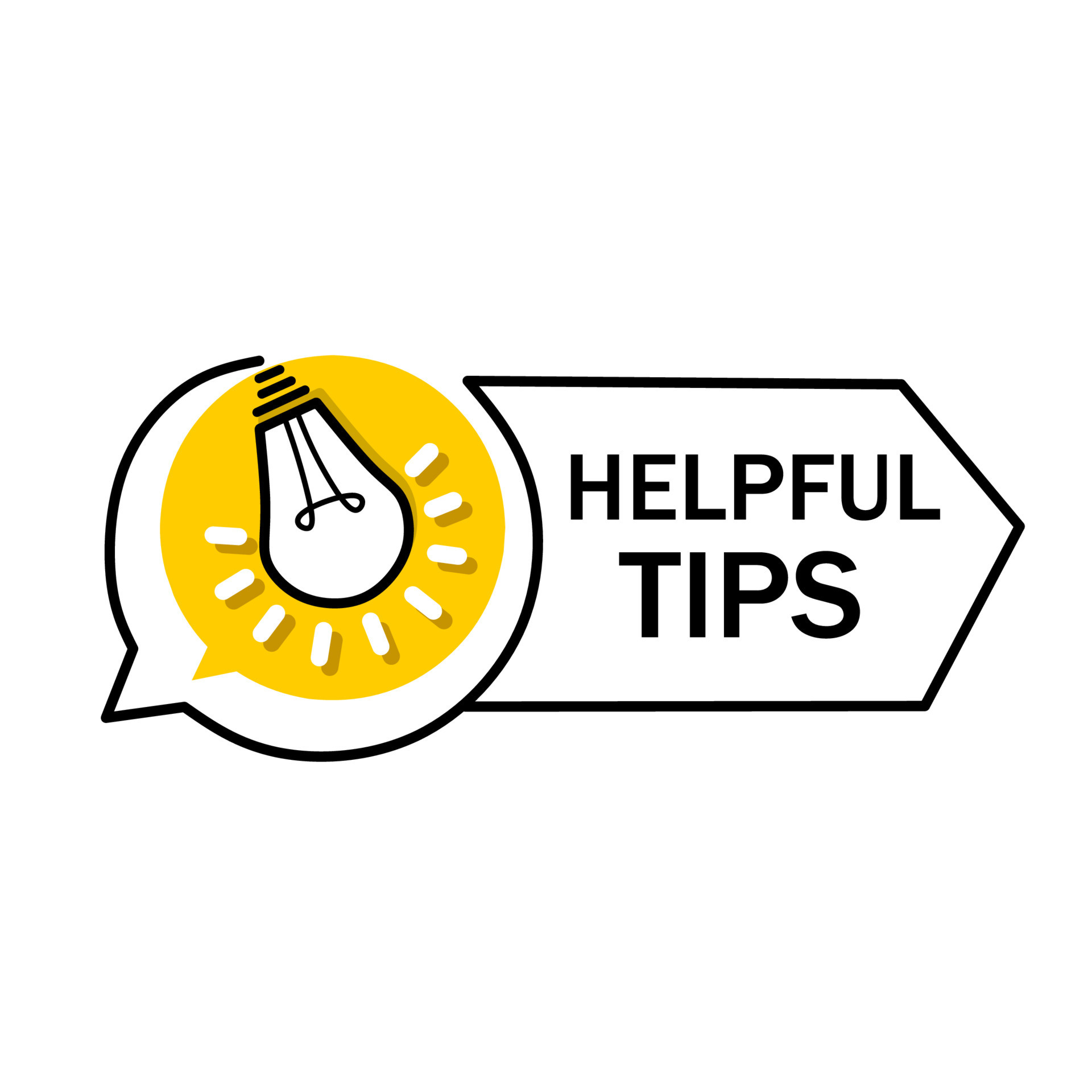 Helpful tips message with light bulb icon design template. Flat vector ...