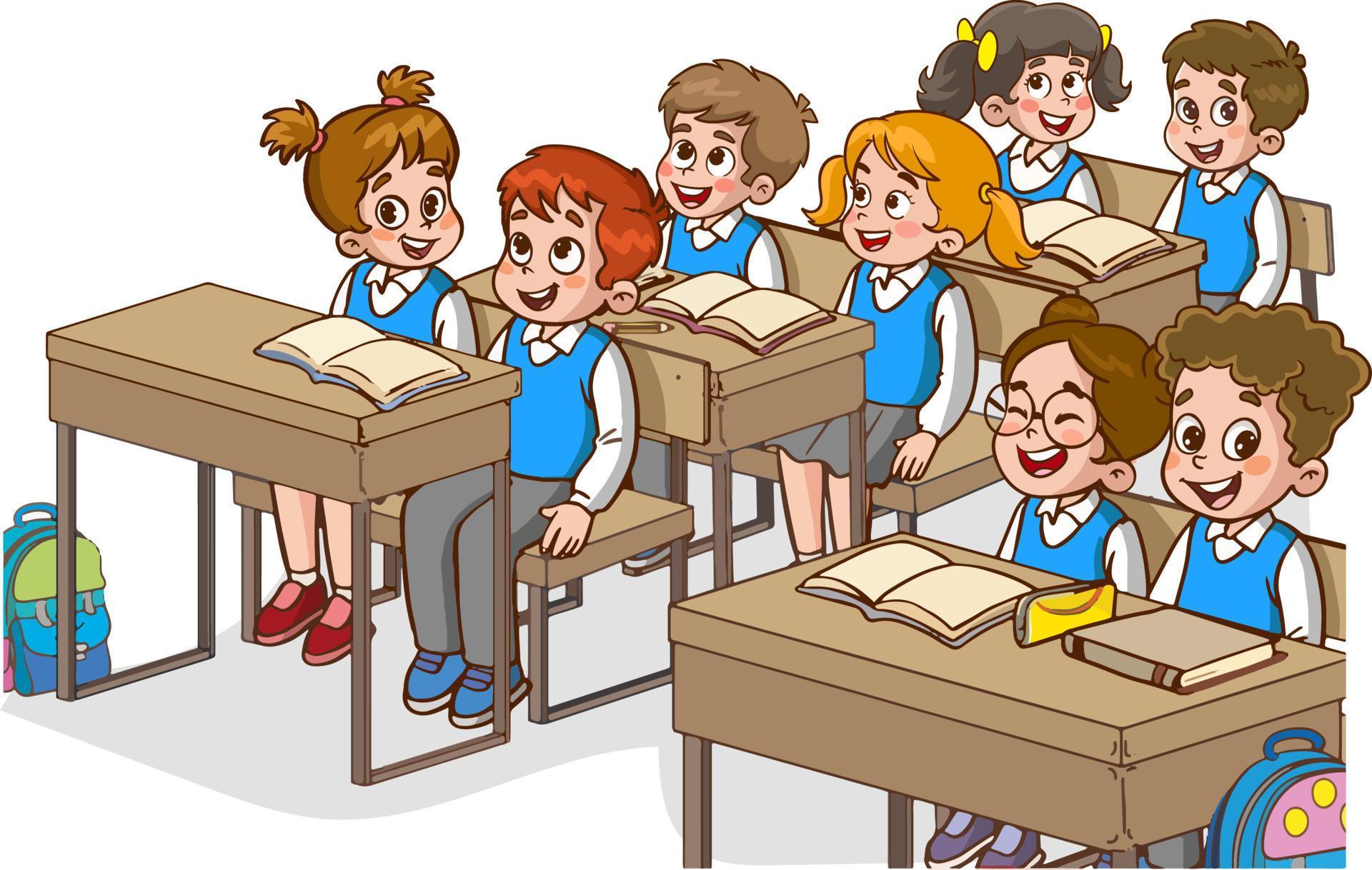 Illustration with kids and teacher in a classroom. Education ... Illustration with kids and teacher in a classroom. Education ...