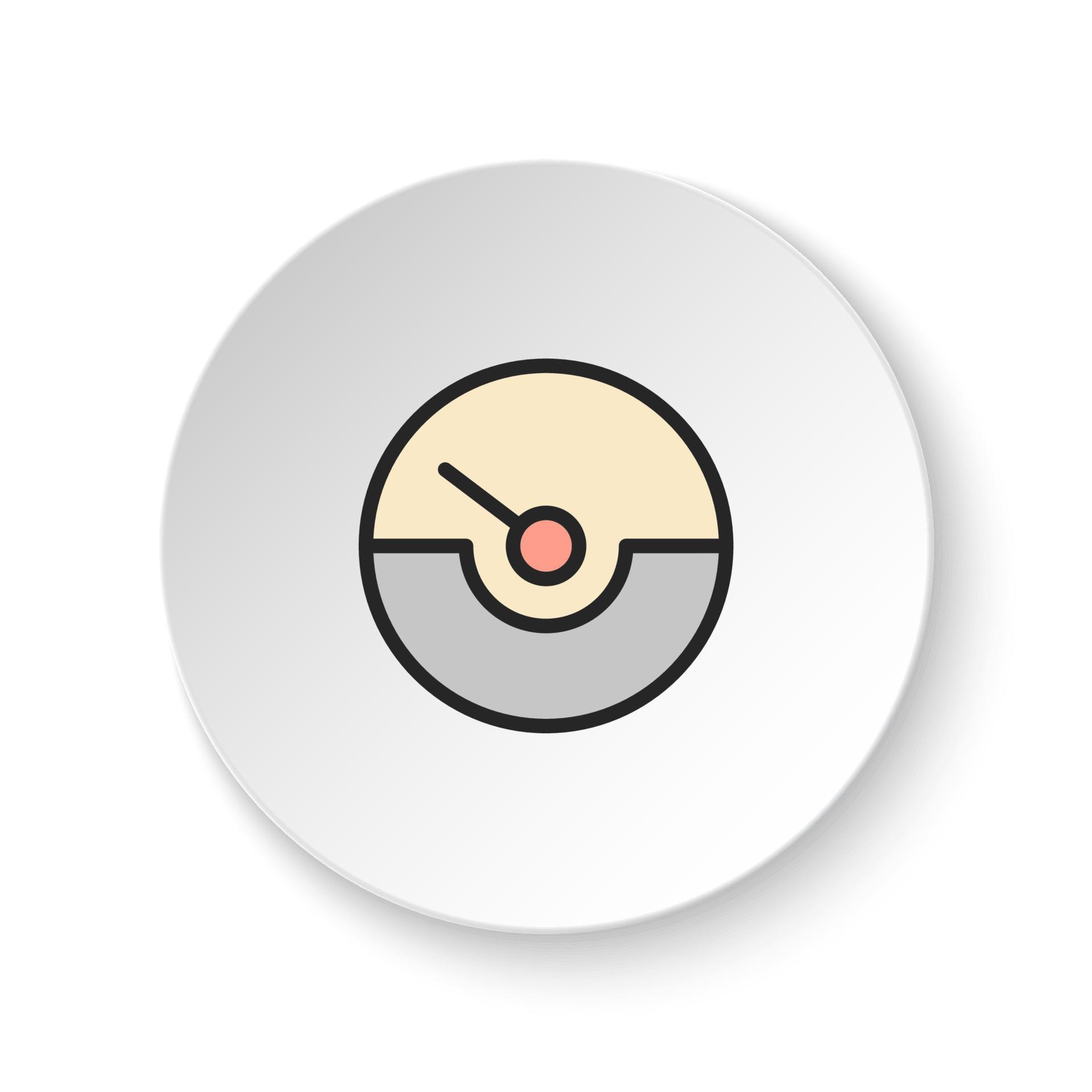 Round button for web icon, gauge, speed, speedometer. Button banner round, badge interface for ...