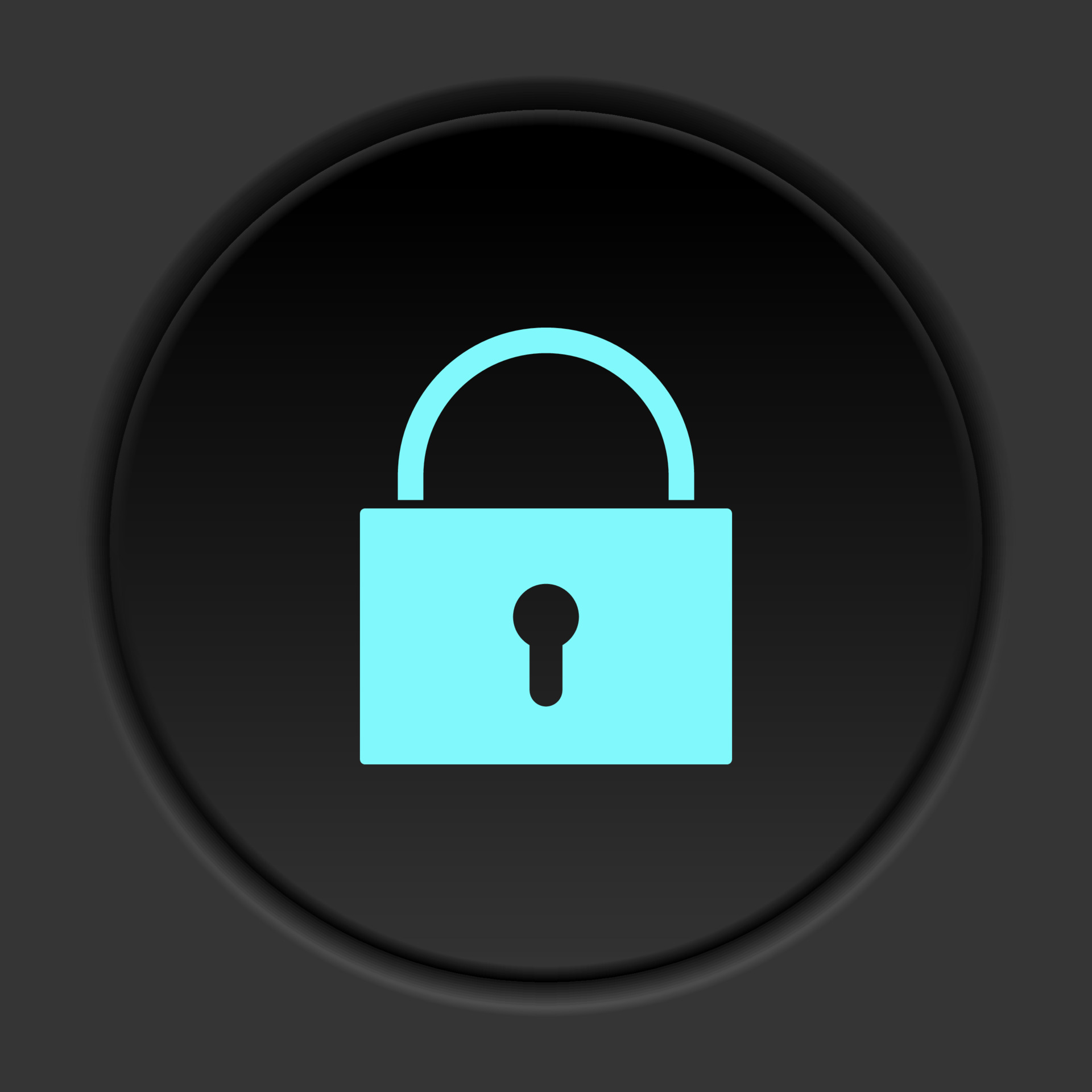 Round button icon Key. Button banner round badge interface for application illustration on dark ...