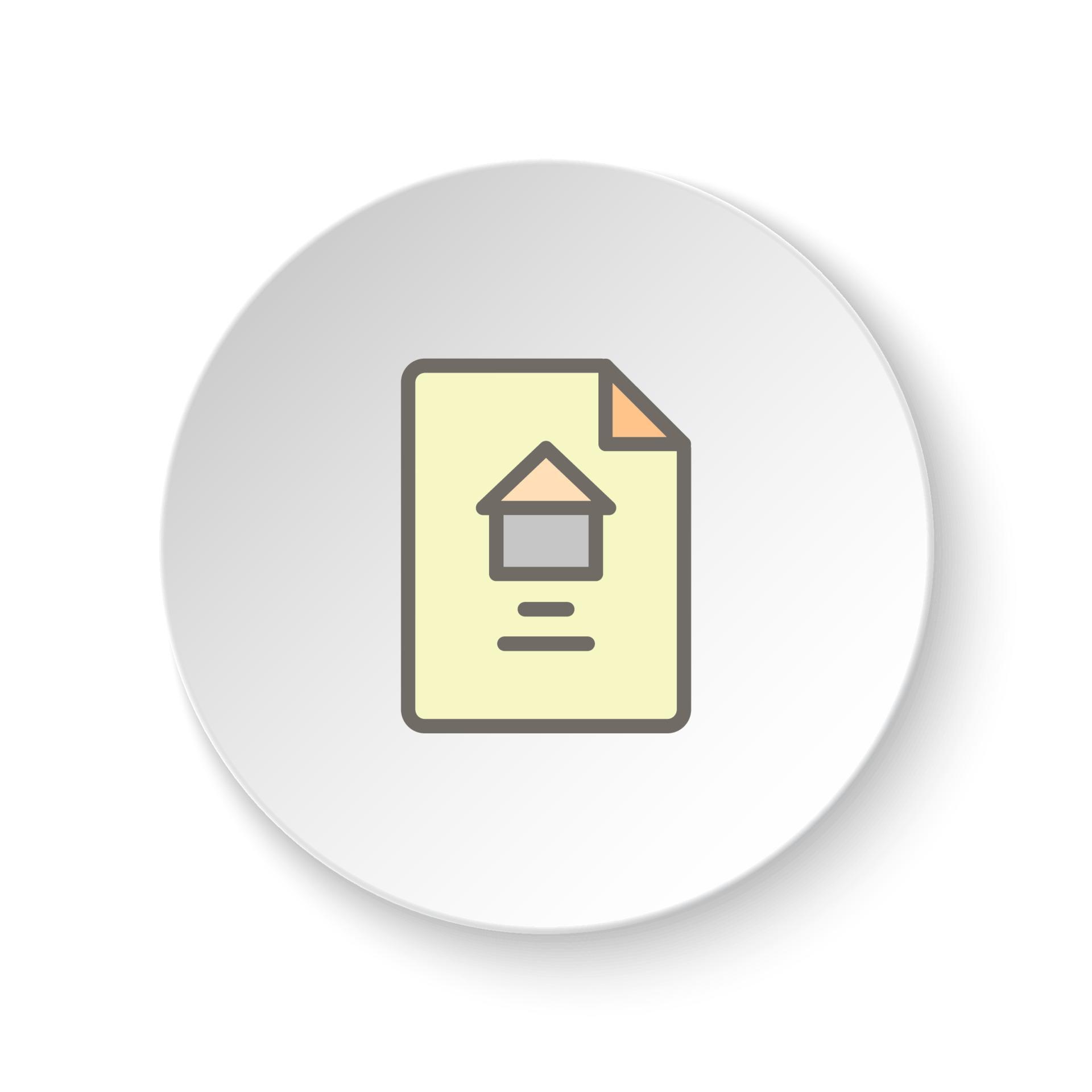 Round button for web icon, contract, document, property. Button banner round, badge interface ...