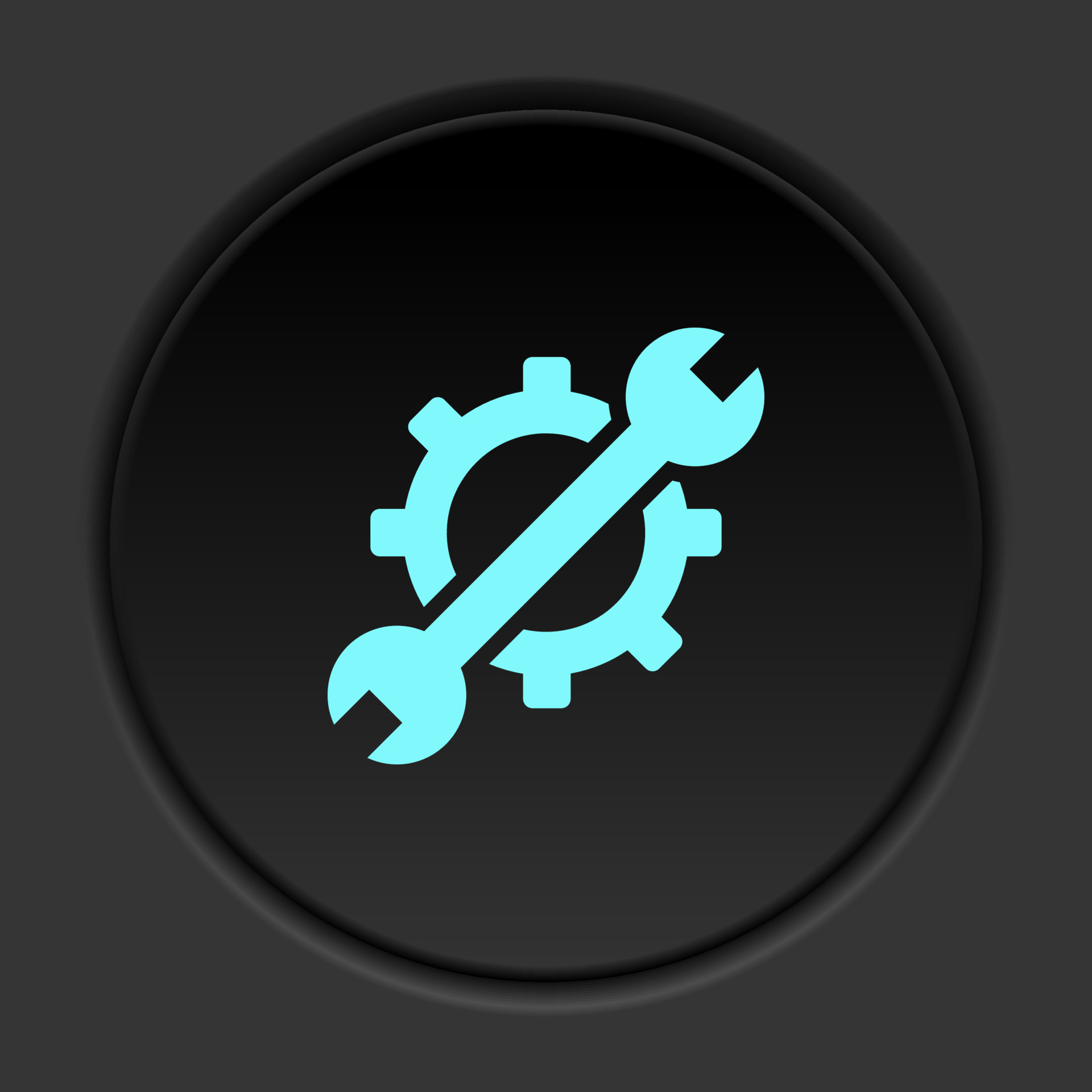 Dark button icon Mass production settings. Button banner round badge interface for application ...