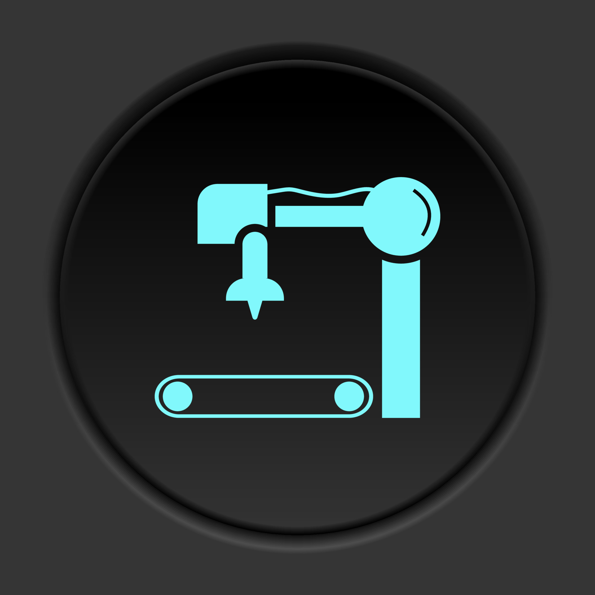 Dark button icon Robot technology industry factory. Button banner round ...