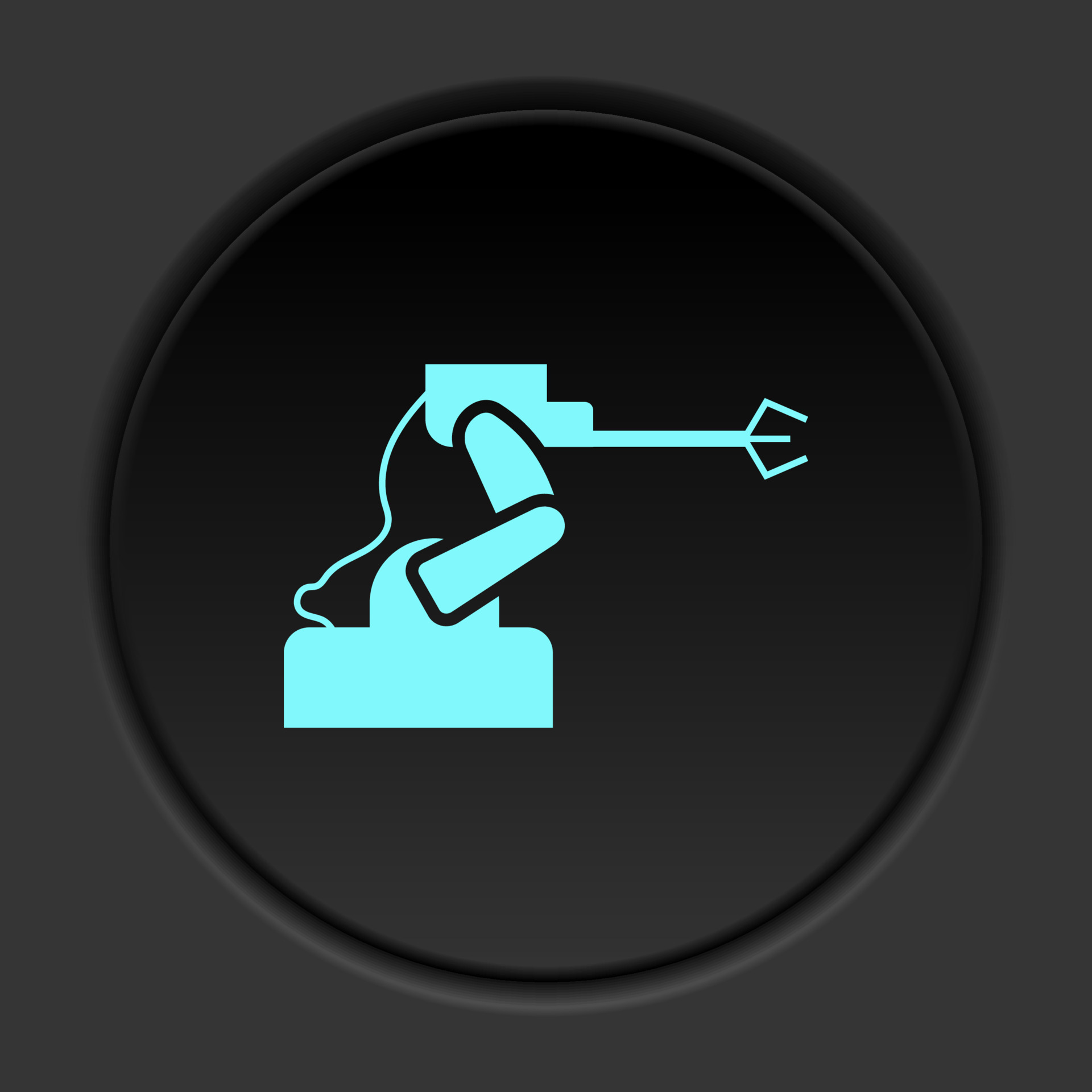 Dark button icon Robot technology industry factory. Button banner round ...