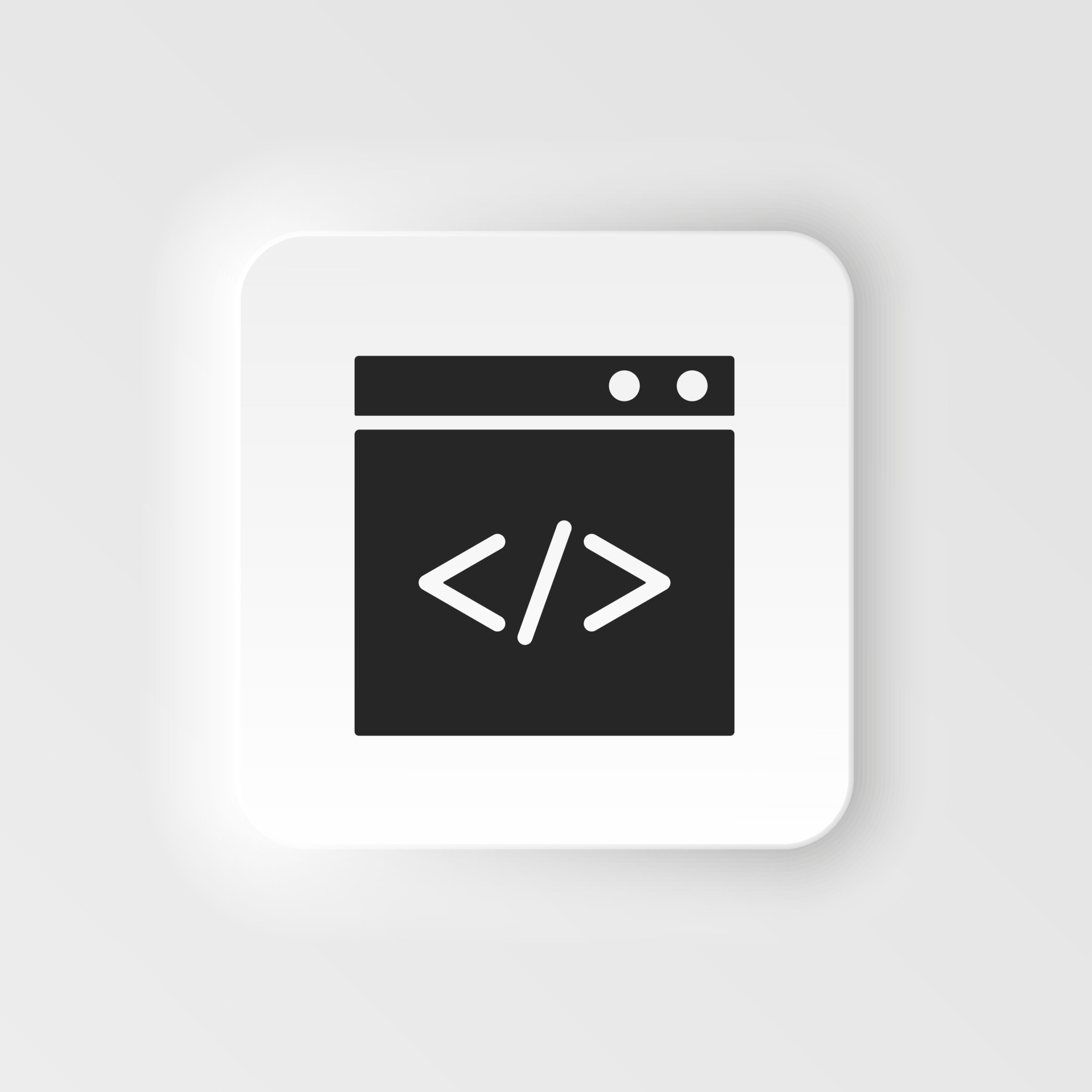 Website, internet, browser, code vector icon. Simple element neumorphic ...