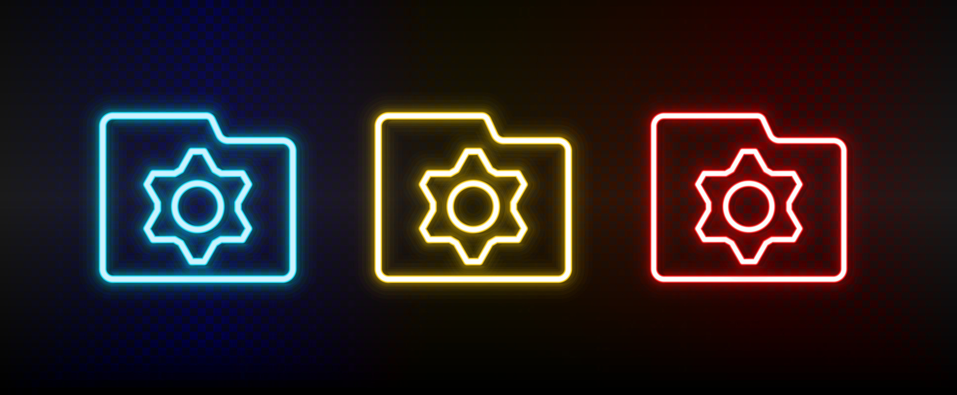 folder, option neon icon set. Set of red, blue, yellow neon vector icon ... folder, option neon icon set. Set of red, blue, yellow neon vector icon ...