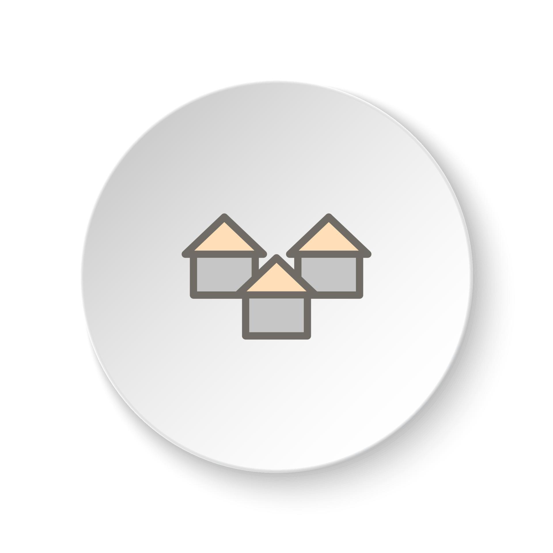 Round button for web icon, apartment, buildings. Button banner round, badge interface for ...