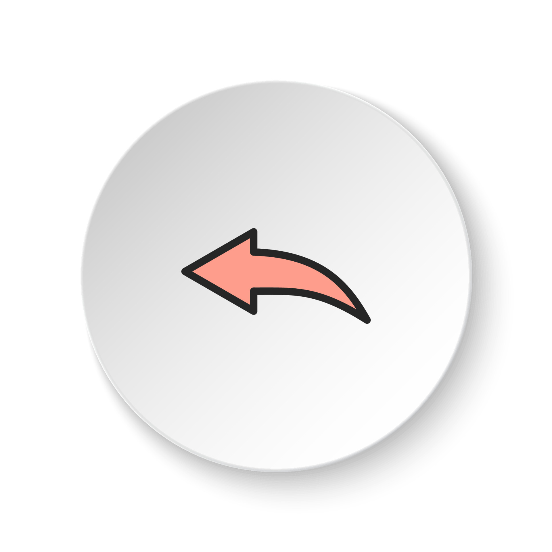 Round button for web icon, arrow, reply, undo. Button banner round, badge interface for ...