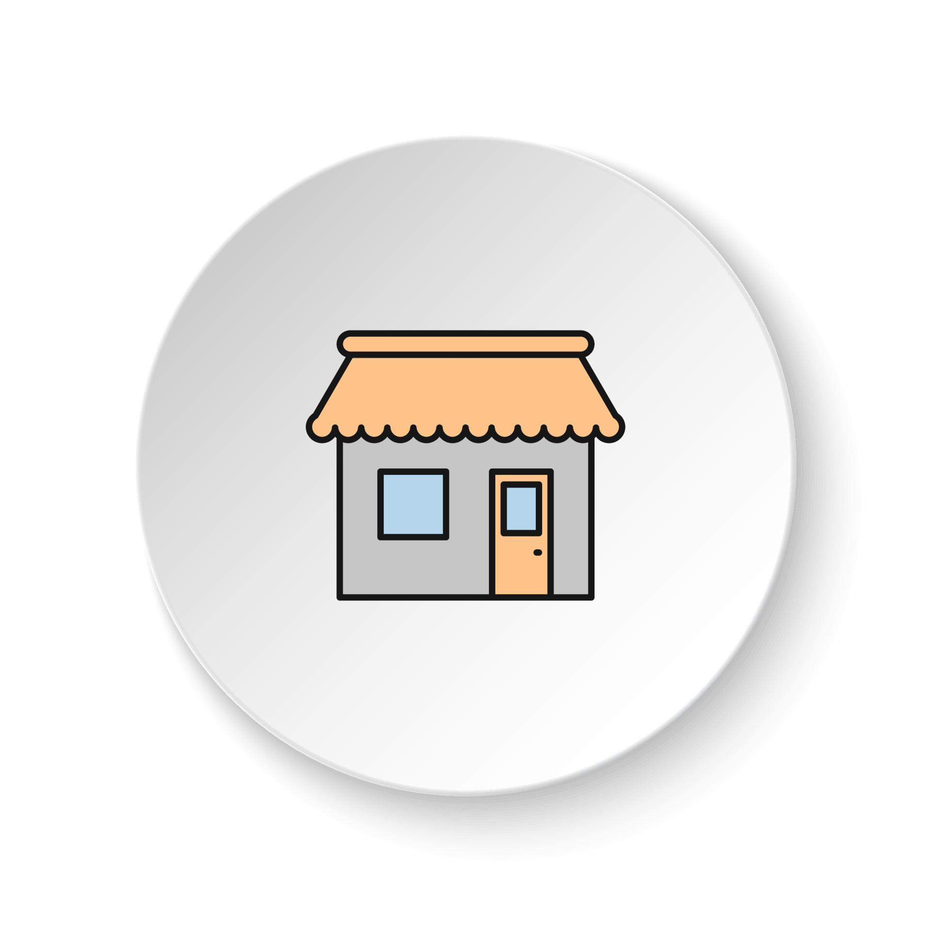 Round button for web icon, shopping, store. Button banner round, badge interface for application ...