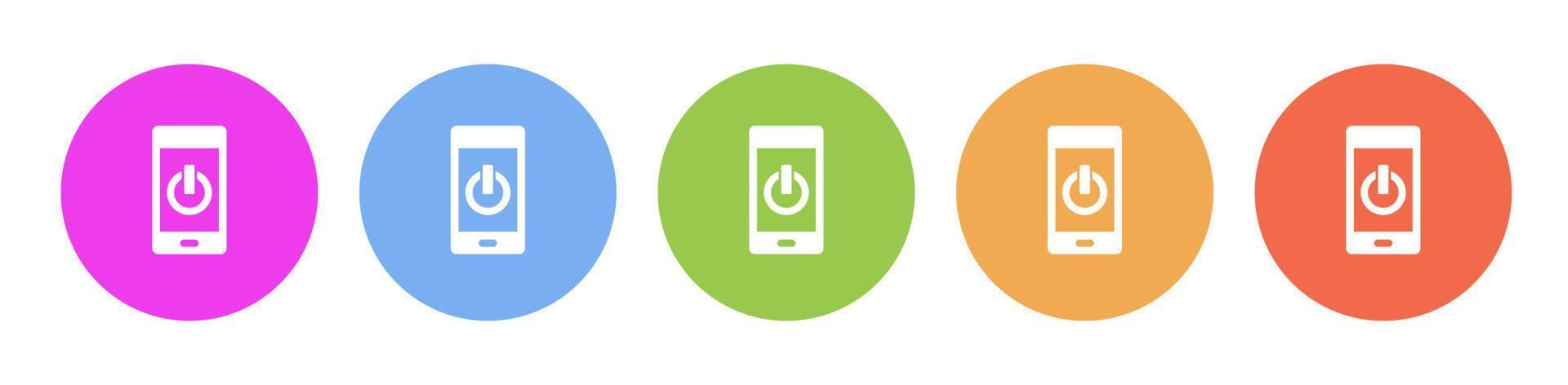 Multi colored icon phone power. Button banner round badge interface for ...