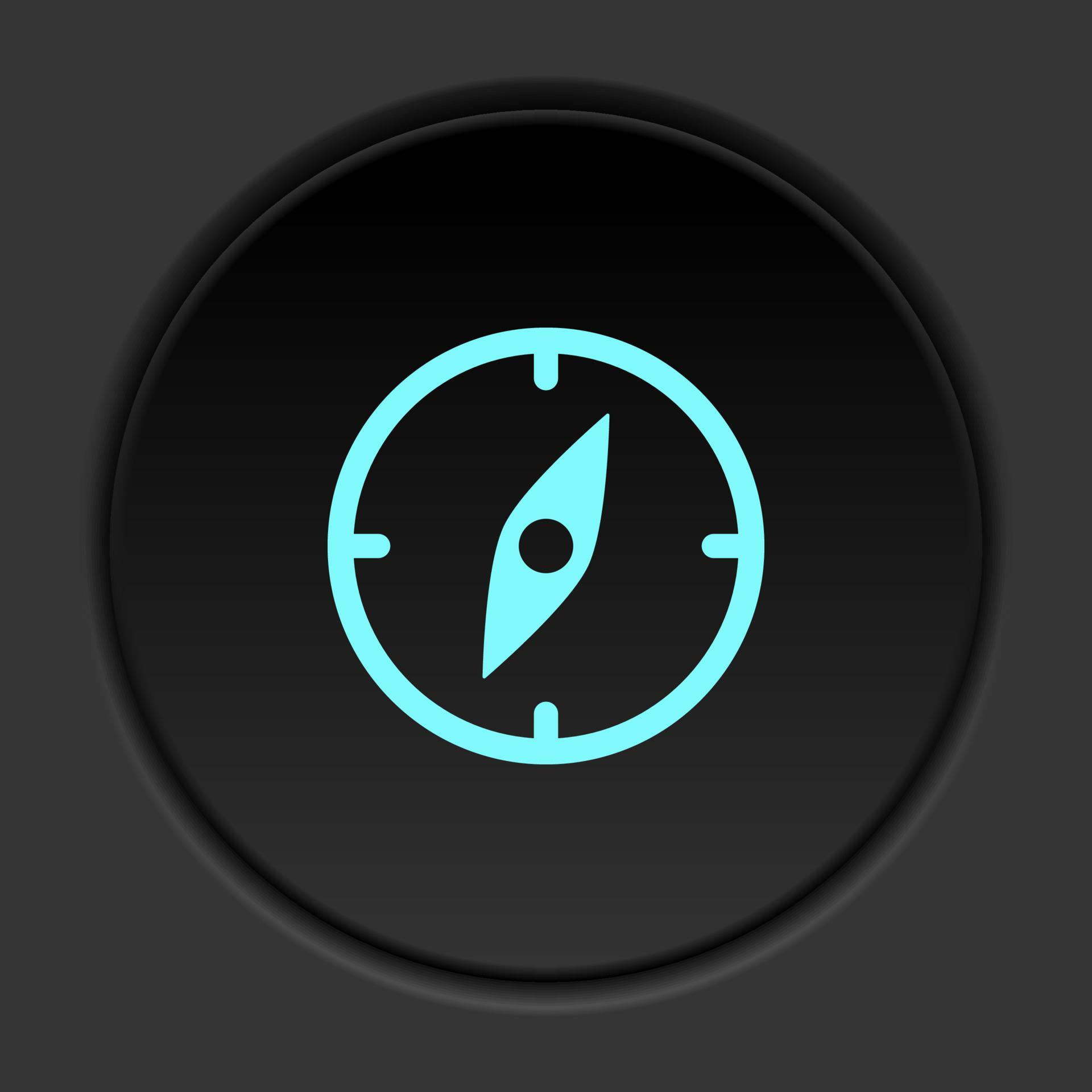 Round button icon Compass. Button banner round badge interface for application illustration on ...
