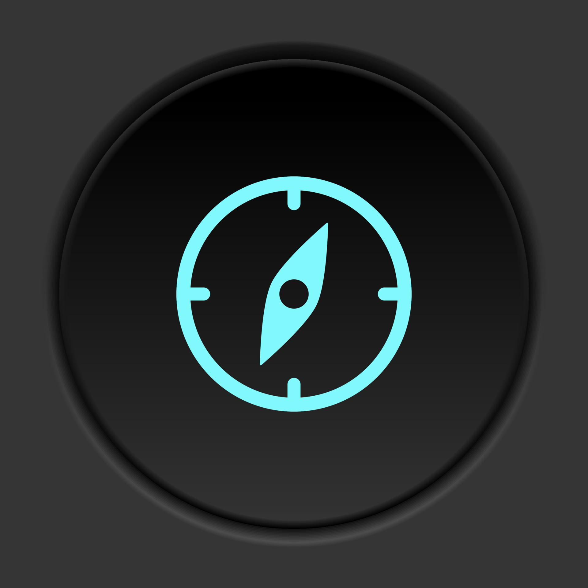 Round button icon Compass. Button banner round badge interface for application illustration on ...