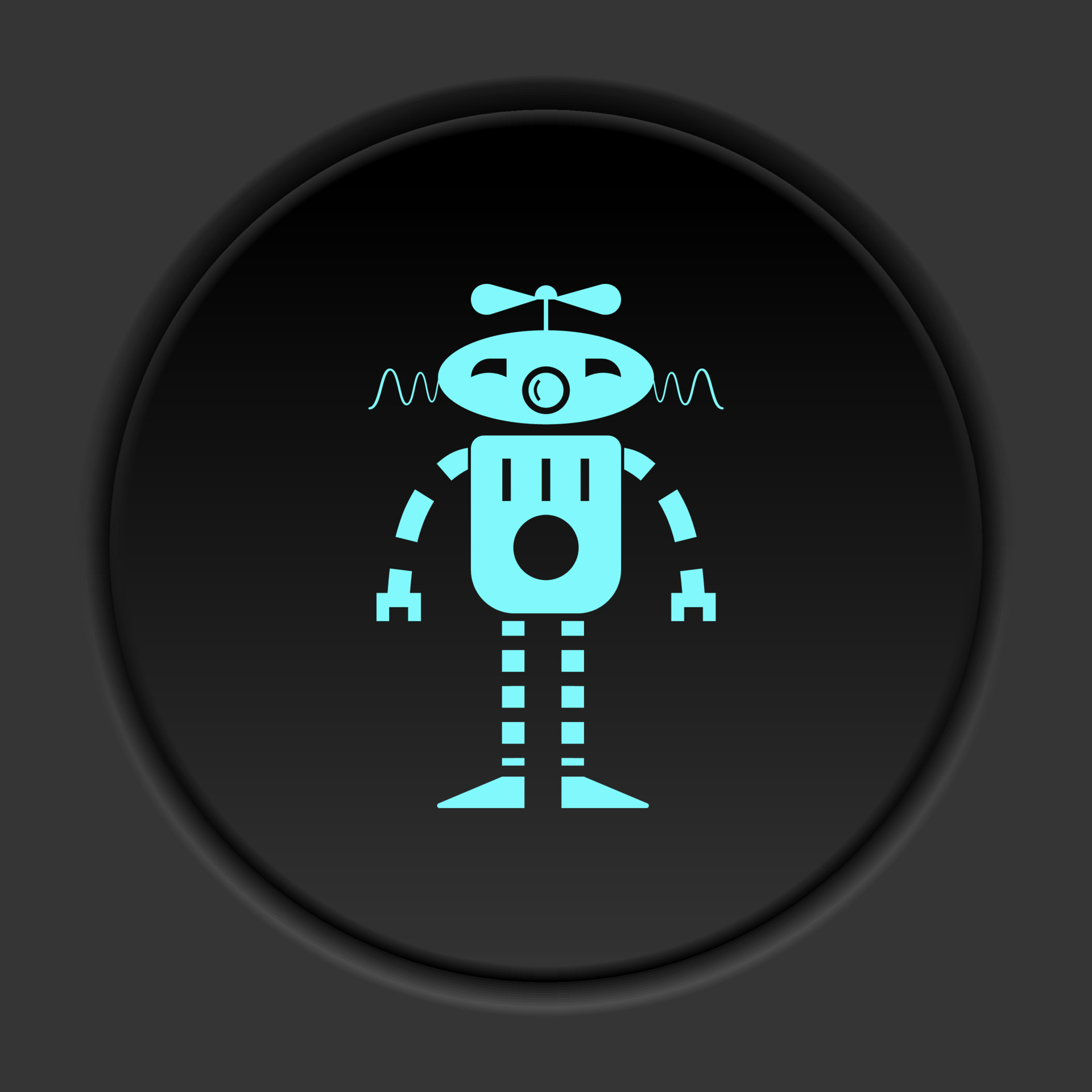 Dark Button Icon Robot Technology Button Banner Round Badge Interface For Application