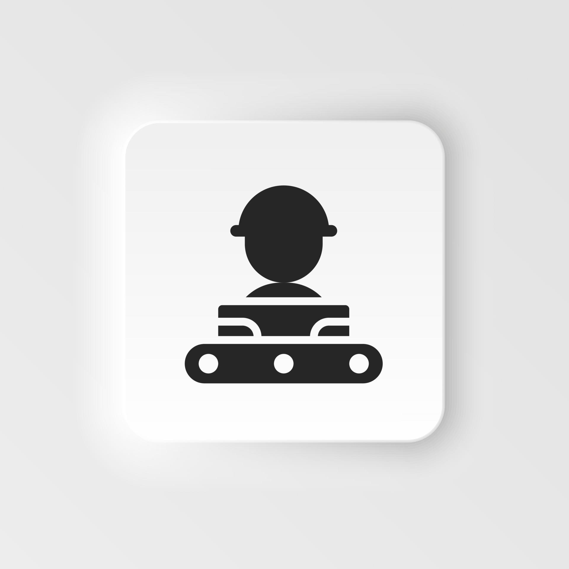 Mass Production Conveyor Man Neumorphic Style Vector Icon Simple