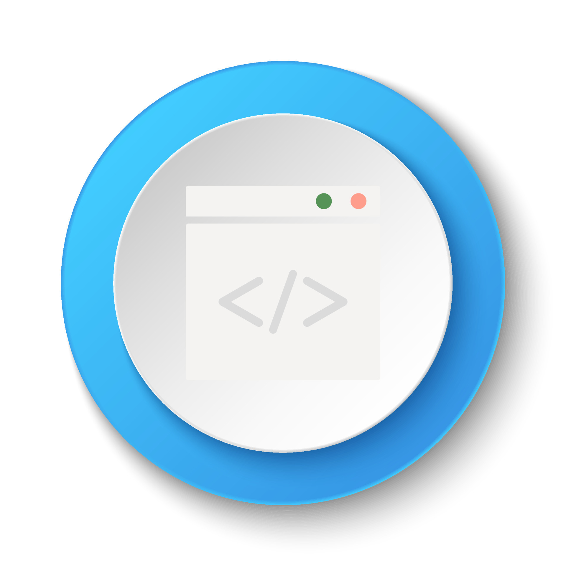 Round button for web icon, website, internet, browser, code. Button ...