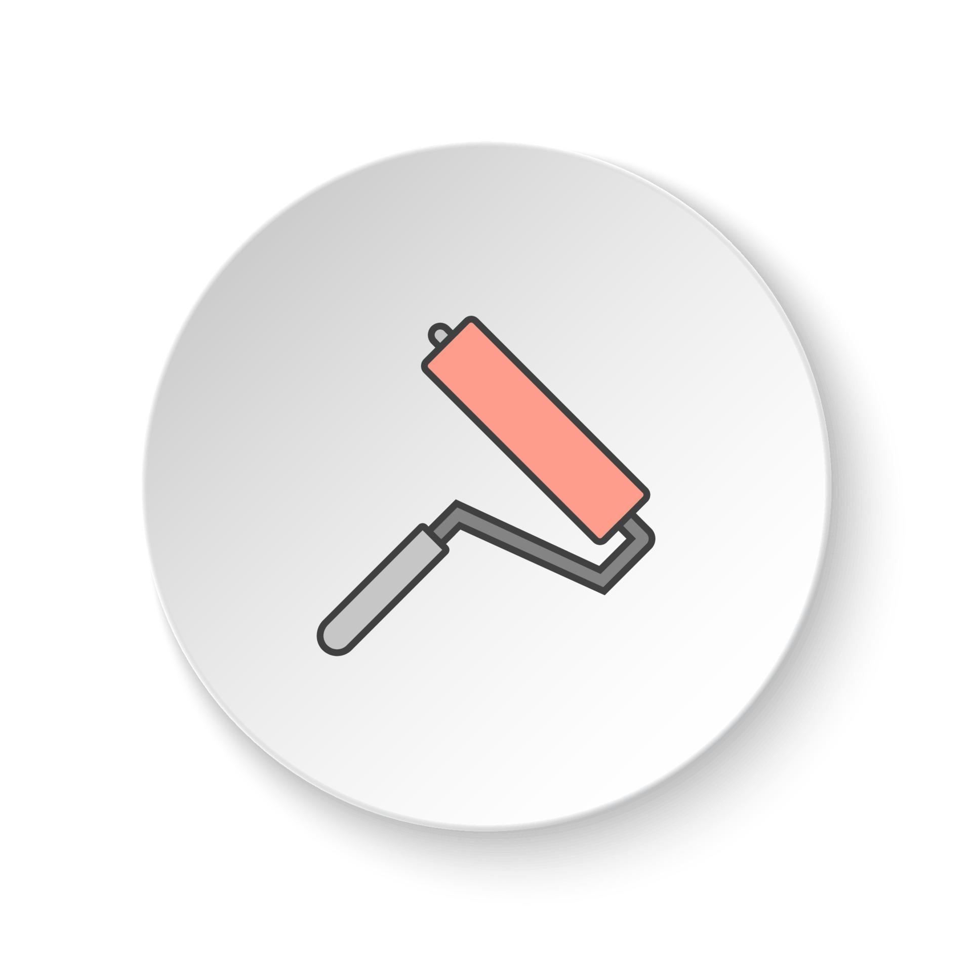 Round button for web icon, Paint roller. Button banner round, badge interface for application ...
