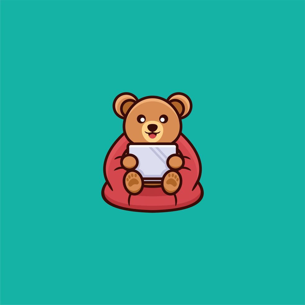 Cute Bear Sitting On A Chair 21565351 Vector Art At Vecteezy
