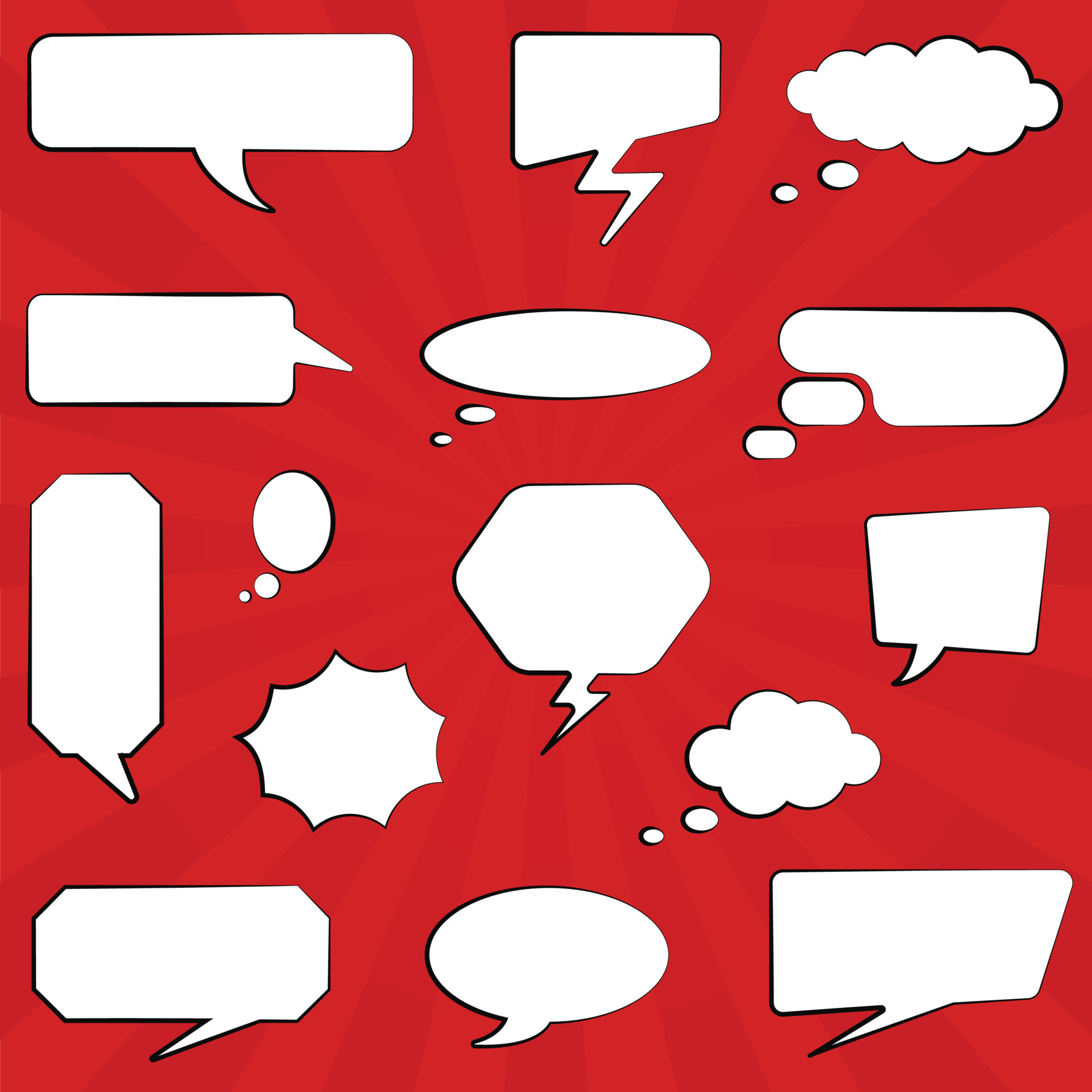Vector blank empty chat bubble vector illustration with red background ...