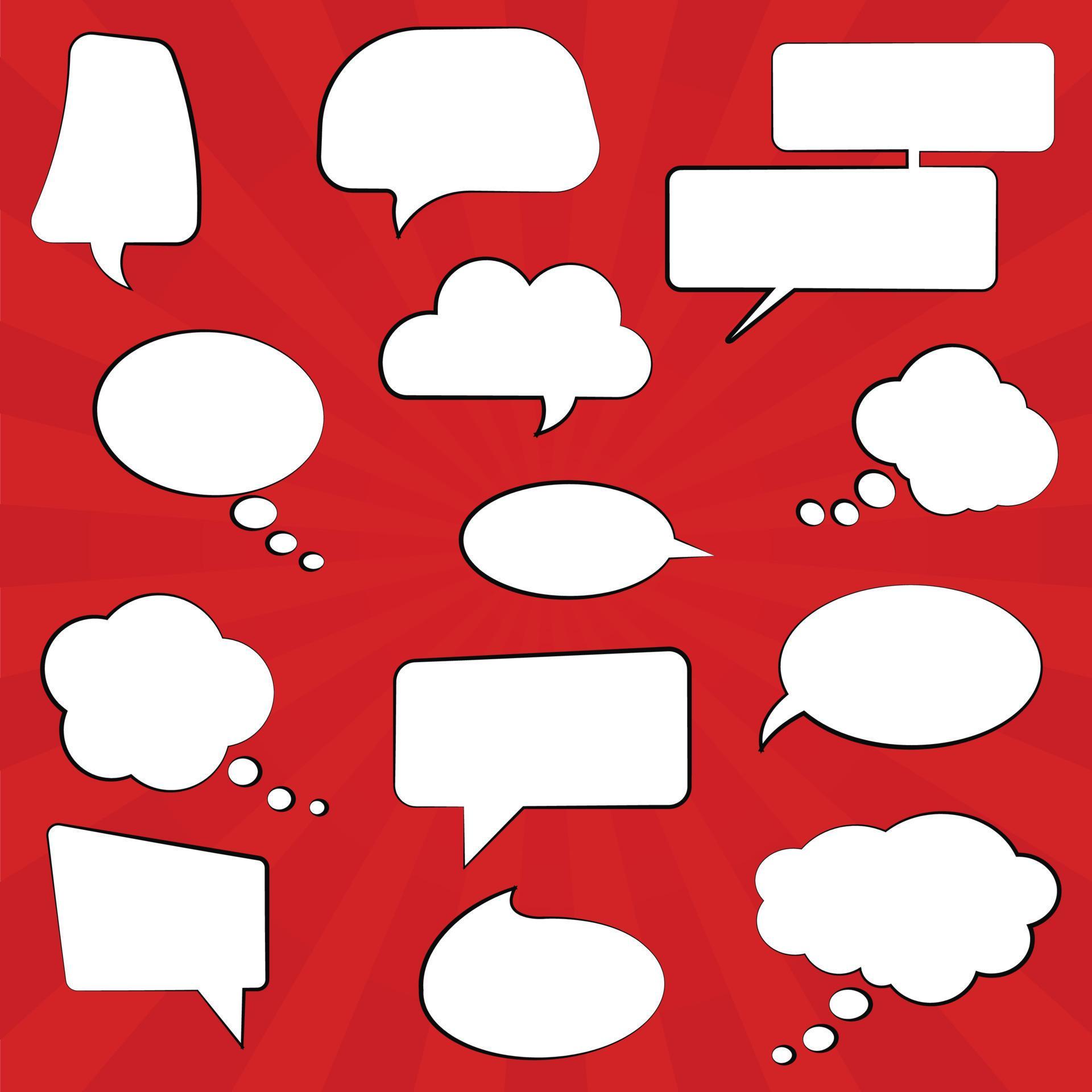 Vector blank empty chat bubble vector illustration with red background ...