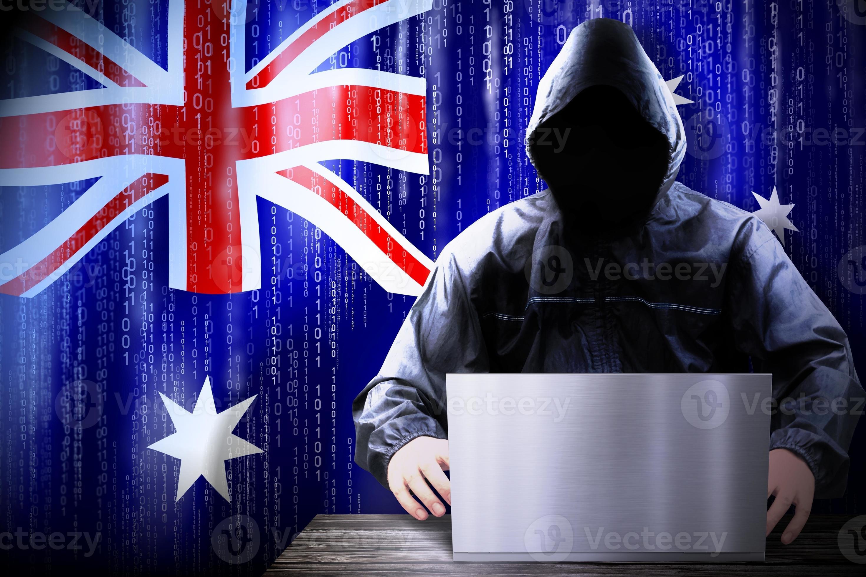 Anonymous Hooded Hacker and Flag Of Australia, Binary Code - Cyber Attack Concept 21572139 Stock ...