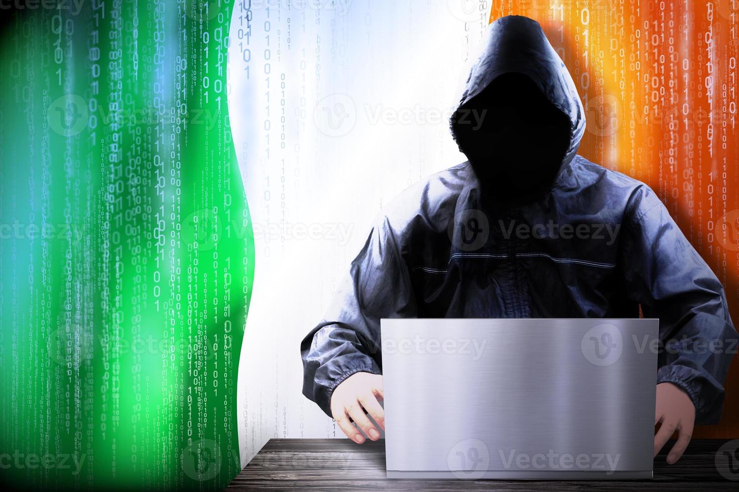 Anonymous Hooded Hacker and Flag Of Ireland, Binary Code - Cyber Attack Concept 21572144 Stock ...