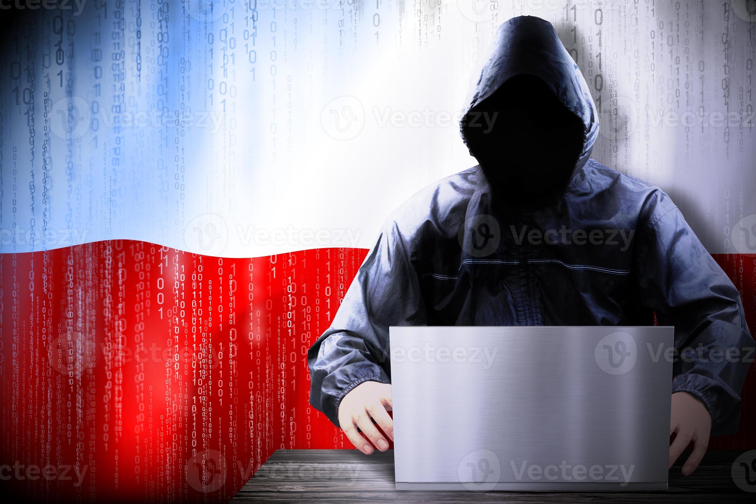 Anonymous Hooded Hacker And Flag Of Poland Binary Code Cyber Attack