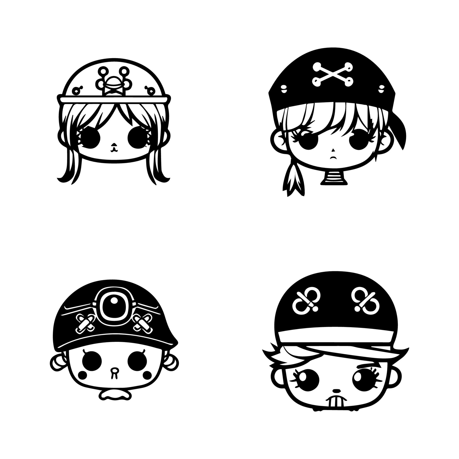 Set sail with our cute kawaii pirate head collection, all Hand drawn ...
