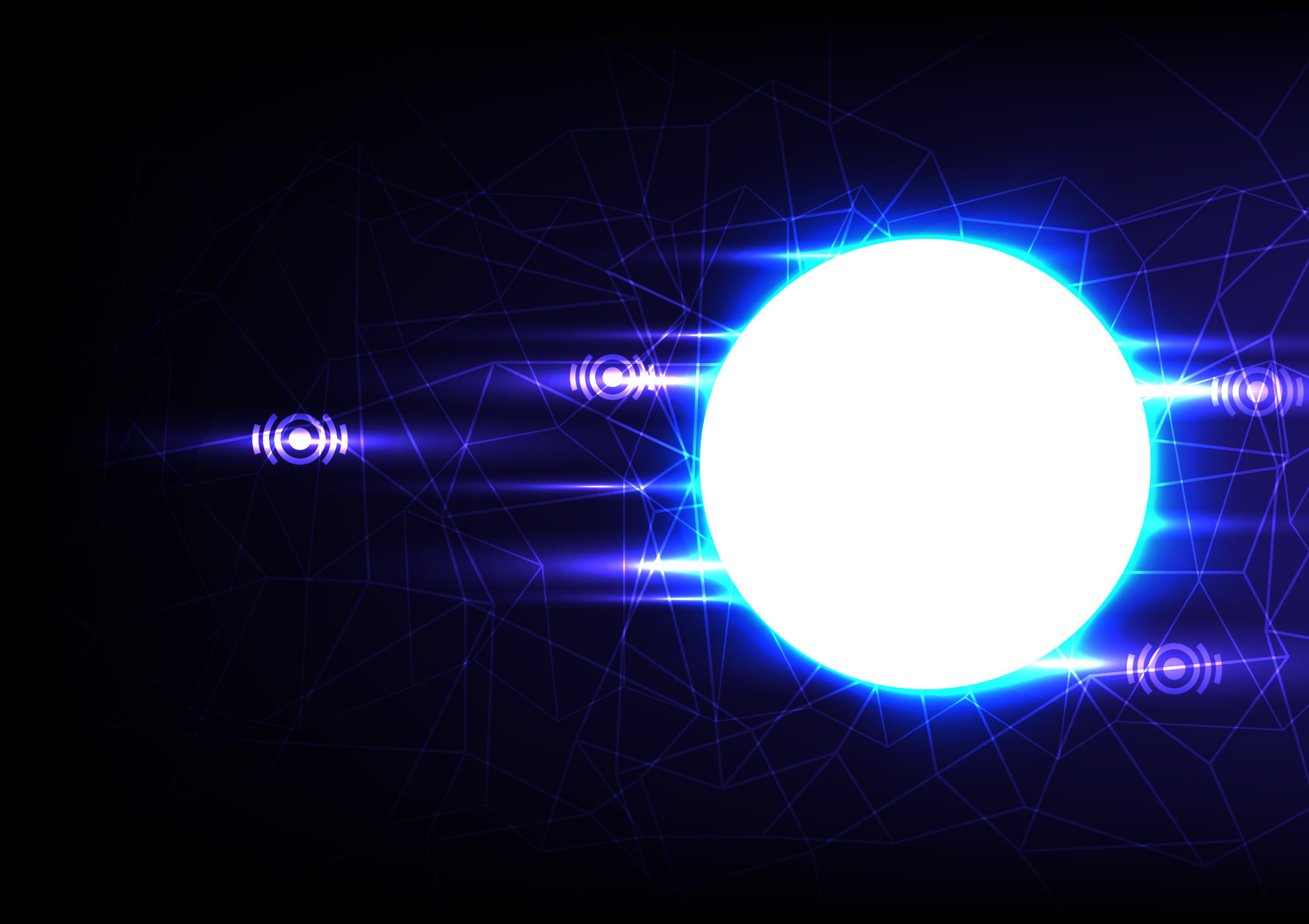 Abstract Network Connection Blue Background With White Circle Round And Neon Lights 21573403