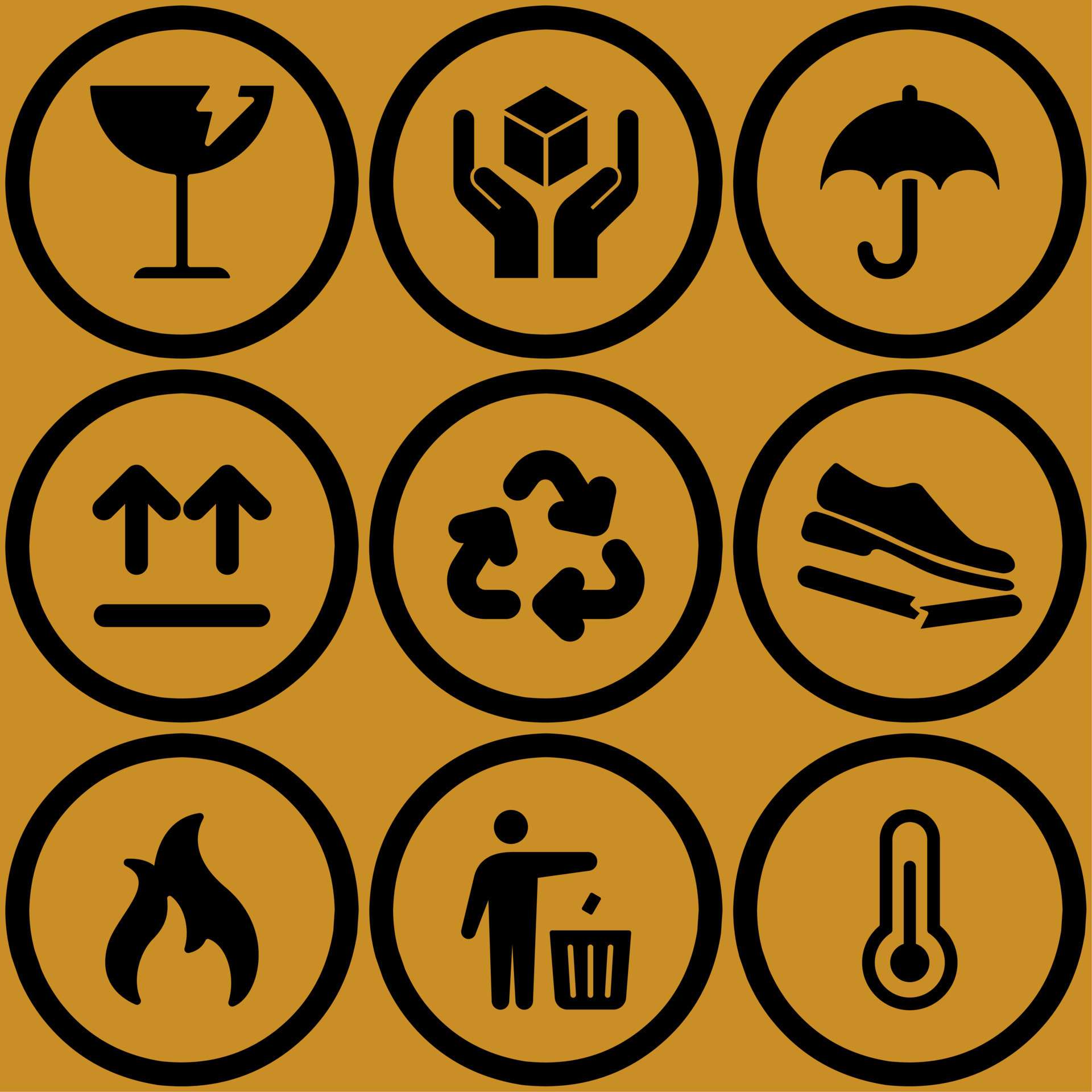 Packaging symbol. Set icon of miscellaneous symbol on the package ...