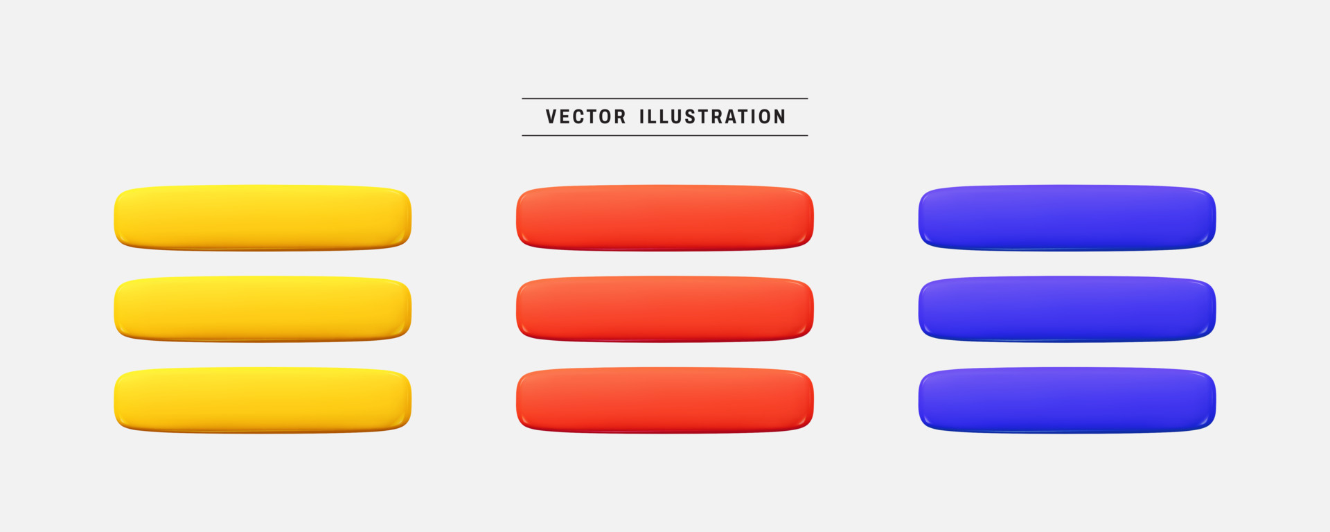Colorful menu button 3d icon set. realistic design elements collection ...