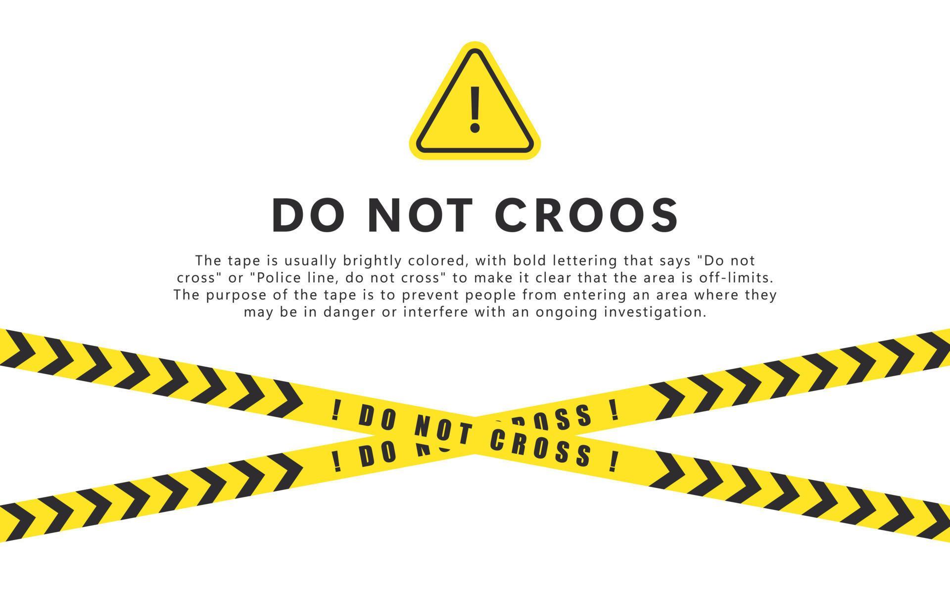 Yellow warning tapes do not cross. Marking tape. Barrier tape. Caution ...