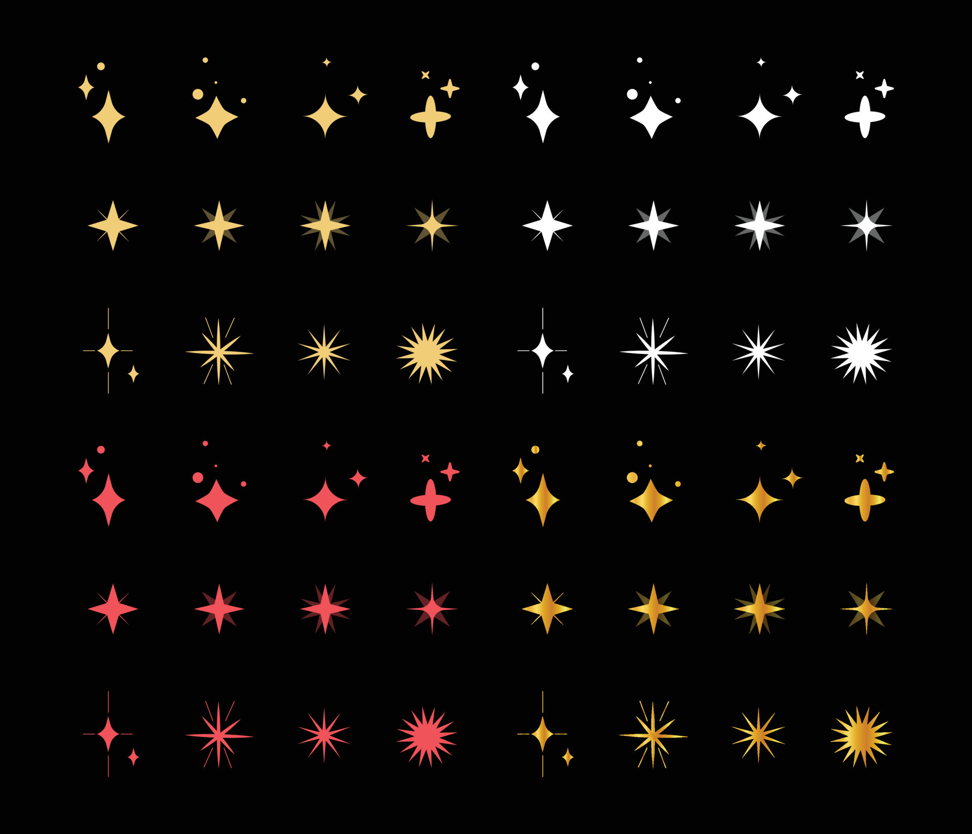 Collection of sparkling stars. Vector illustration for sticker, poster, art, decoration, poster ...