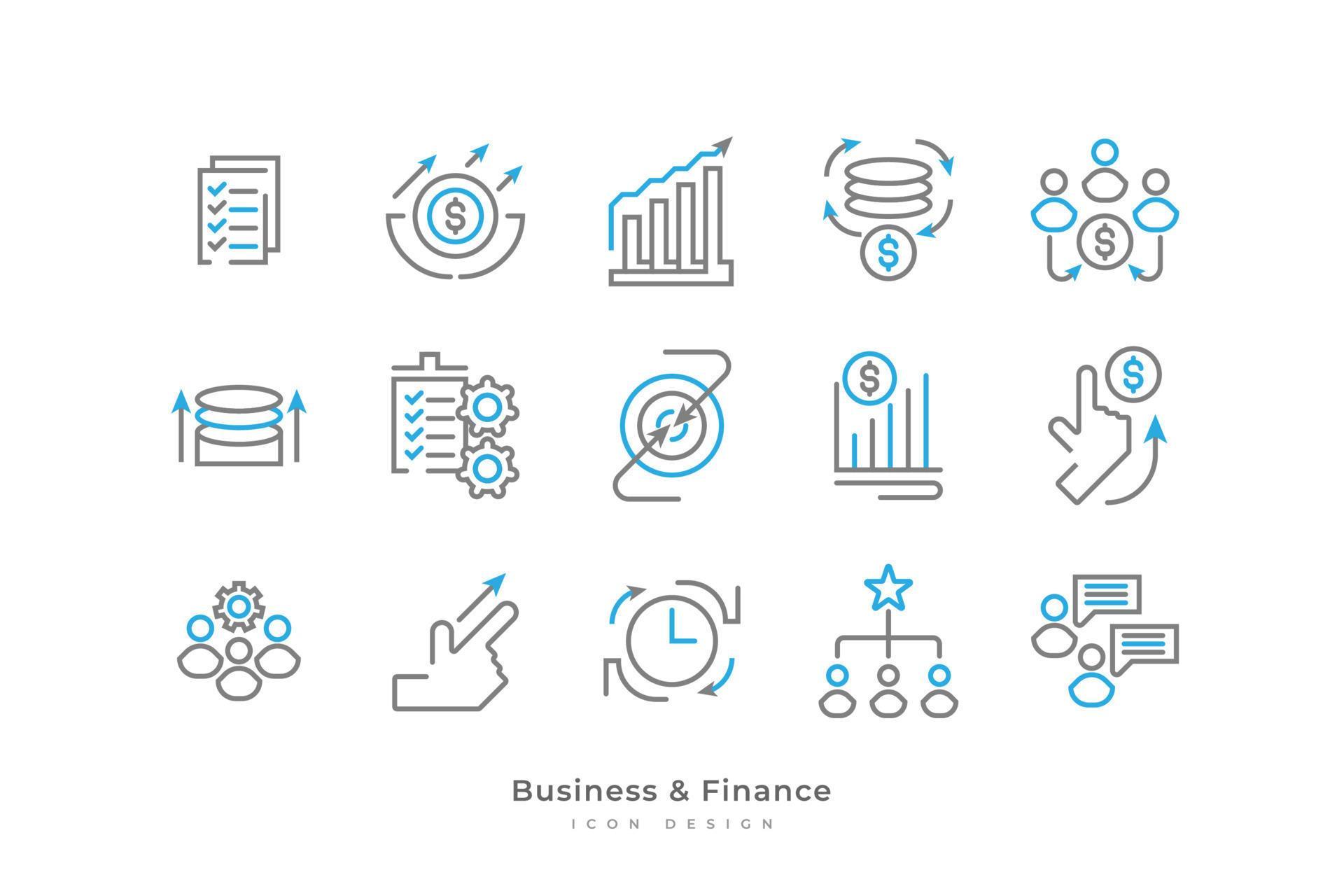 Set of Business and Finance Icons with Simple Line Style. Contains ...