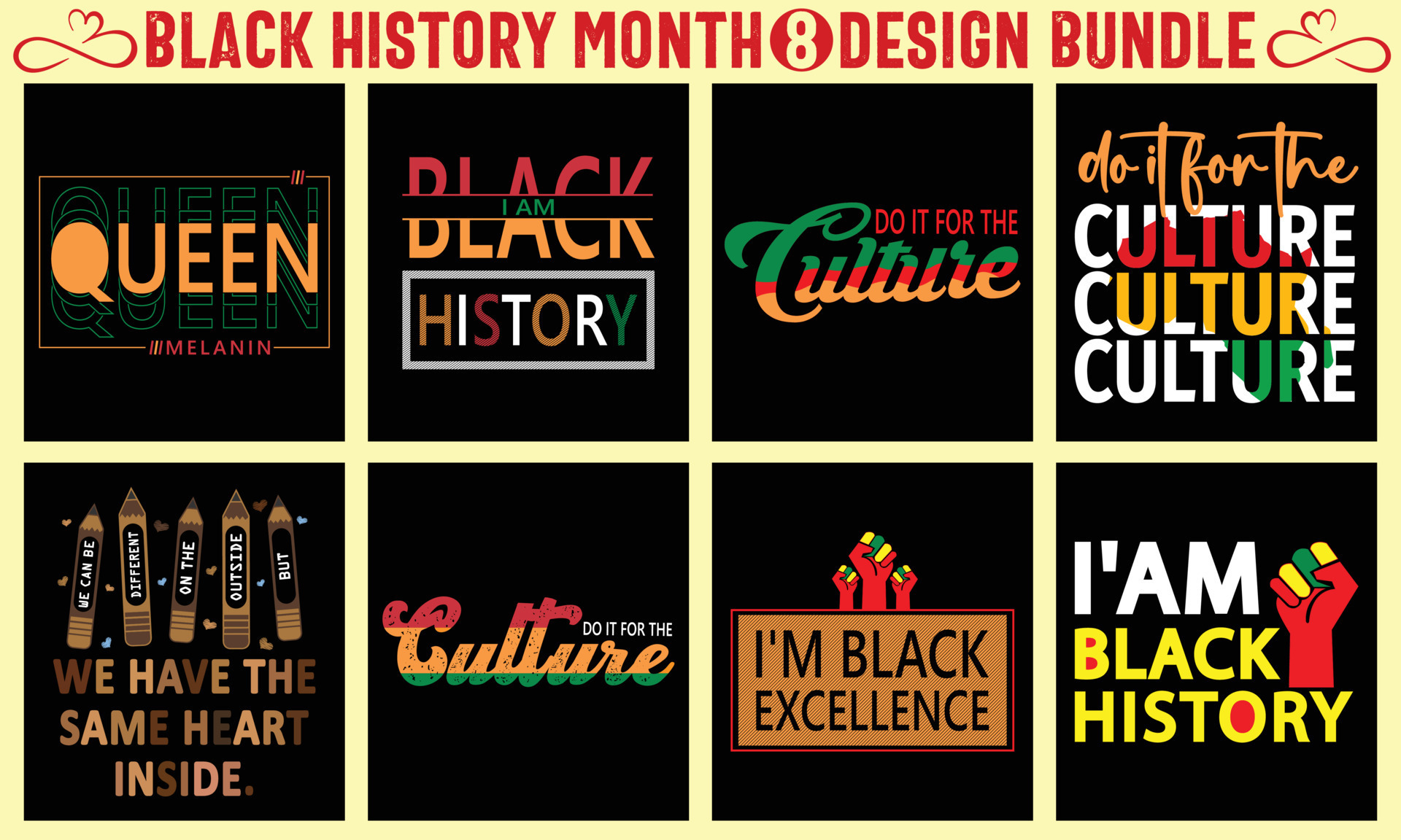Black History Month T Shirt Design Bundle. Set of black history month t ...
