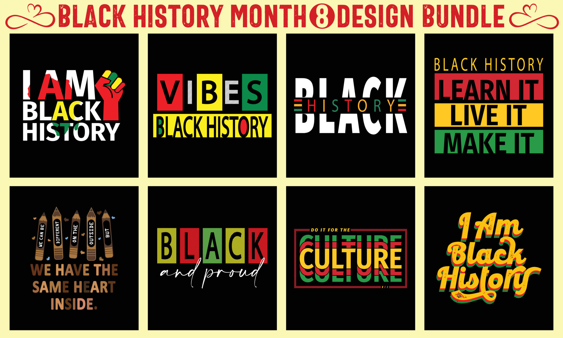 Black History Month T Shirt Design Bundle. Set of black history month t ...